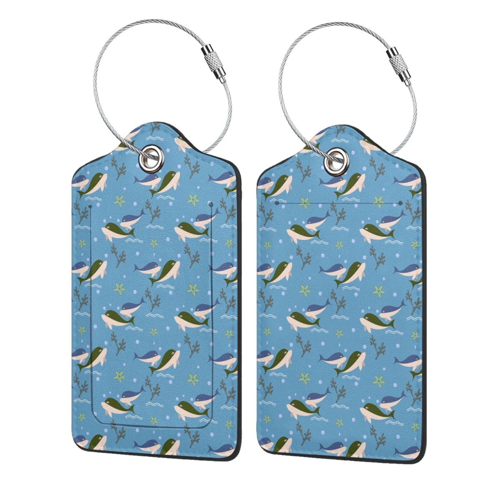Sikiie Dolphin Lovers Luggage Tag for Suitcase Leather Baggage Tag with Stainless Steel Loop ...