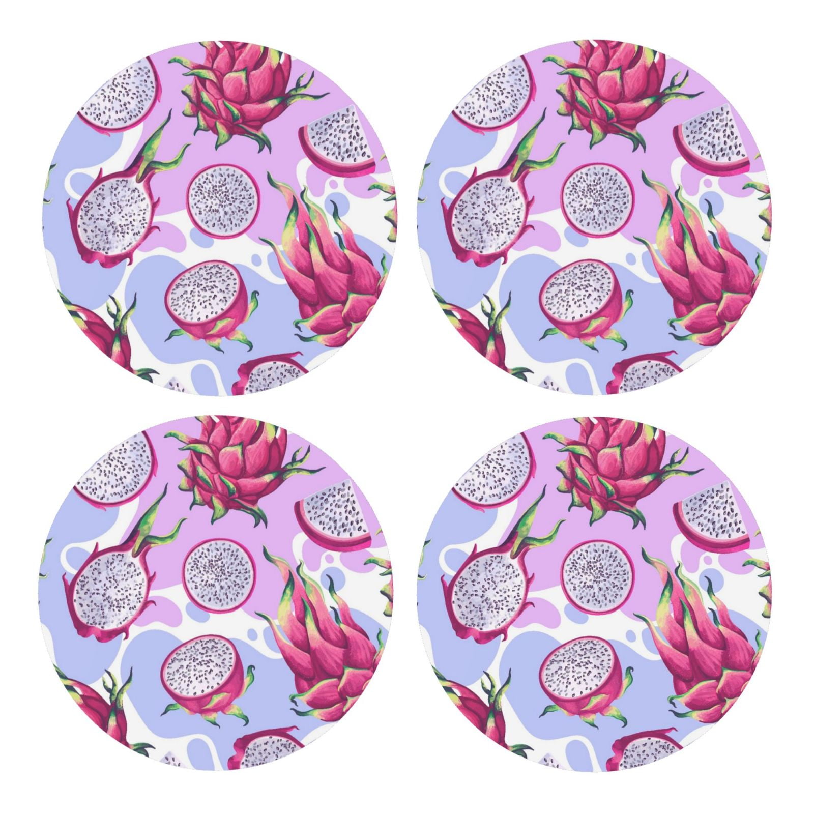 Sikiie Dragon Fruit MDF Cork Coaster 4 Pcs - Absorbent Beverage ...