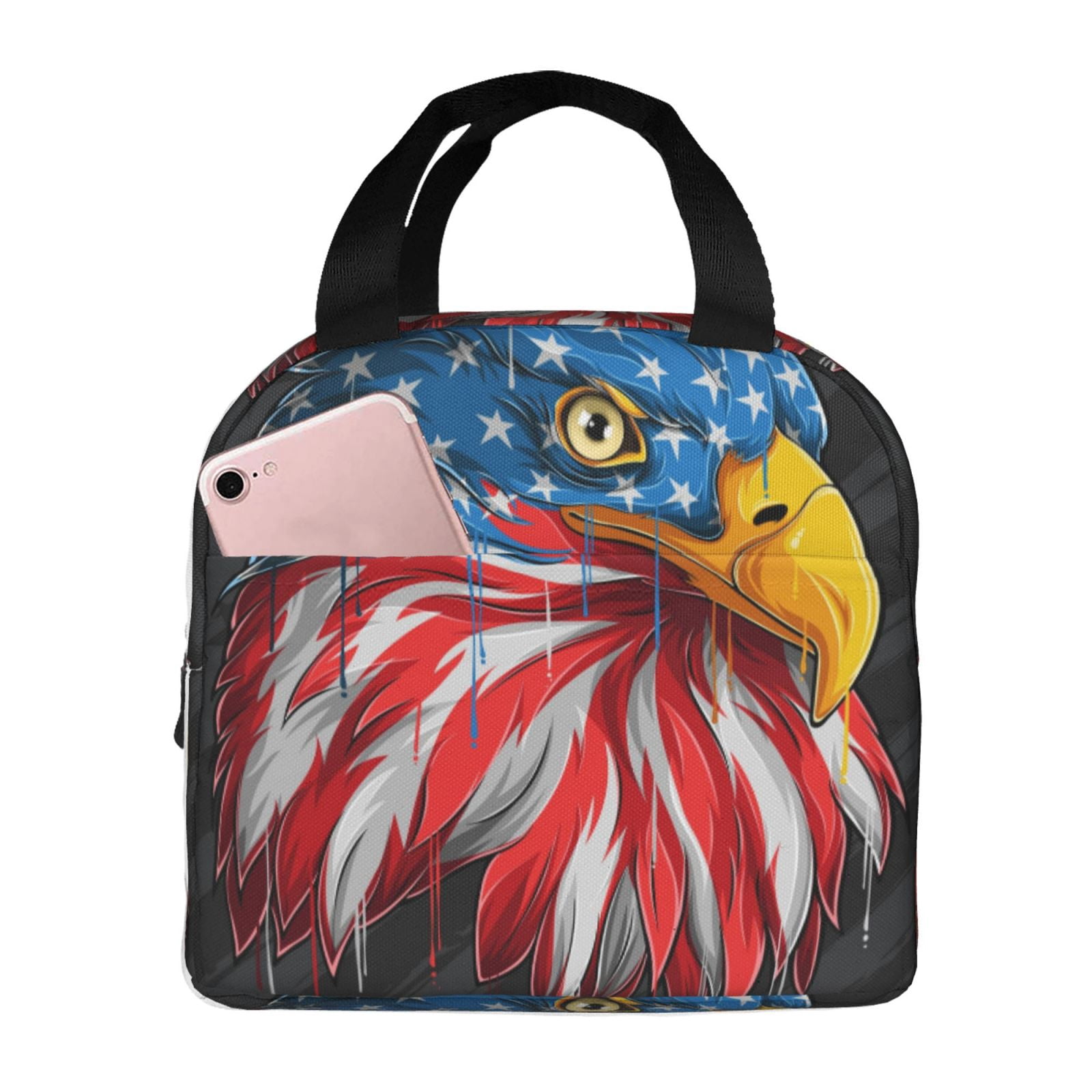 Sikiie Eagle Head With American Flag Lunch Bag for Women & Men Adult ...