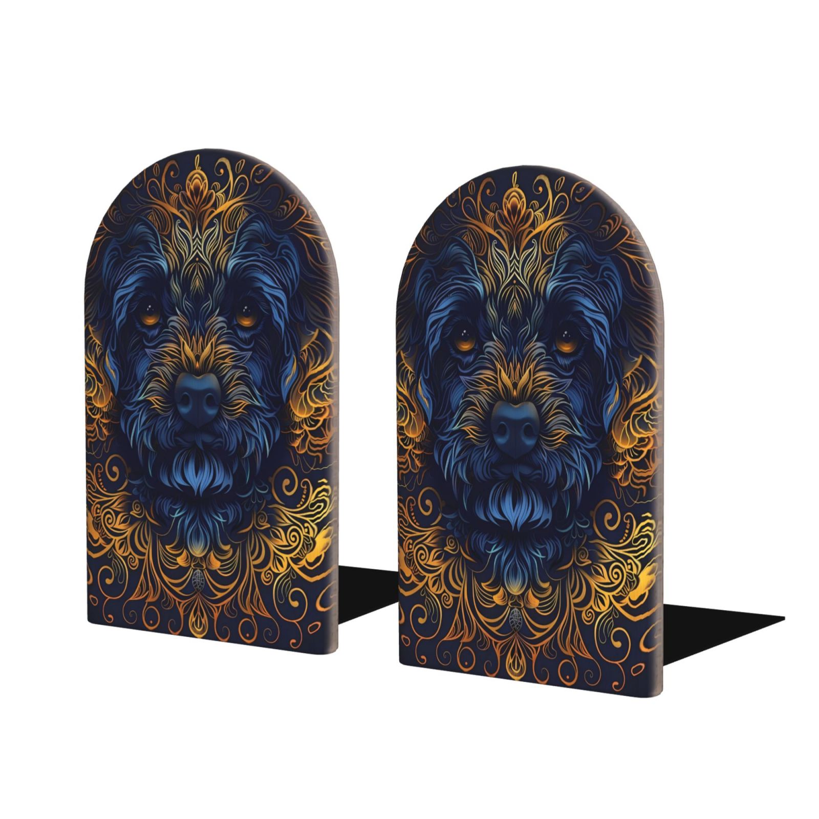 Sikiie Elegant Dog Mandala Art Bookends 1 Pair, Wood Bookends for ...