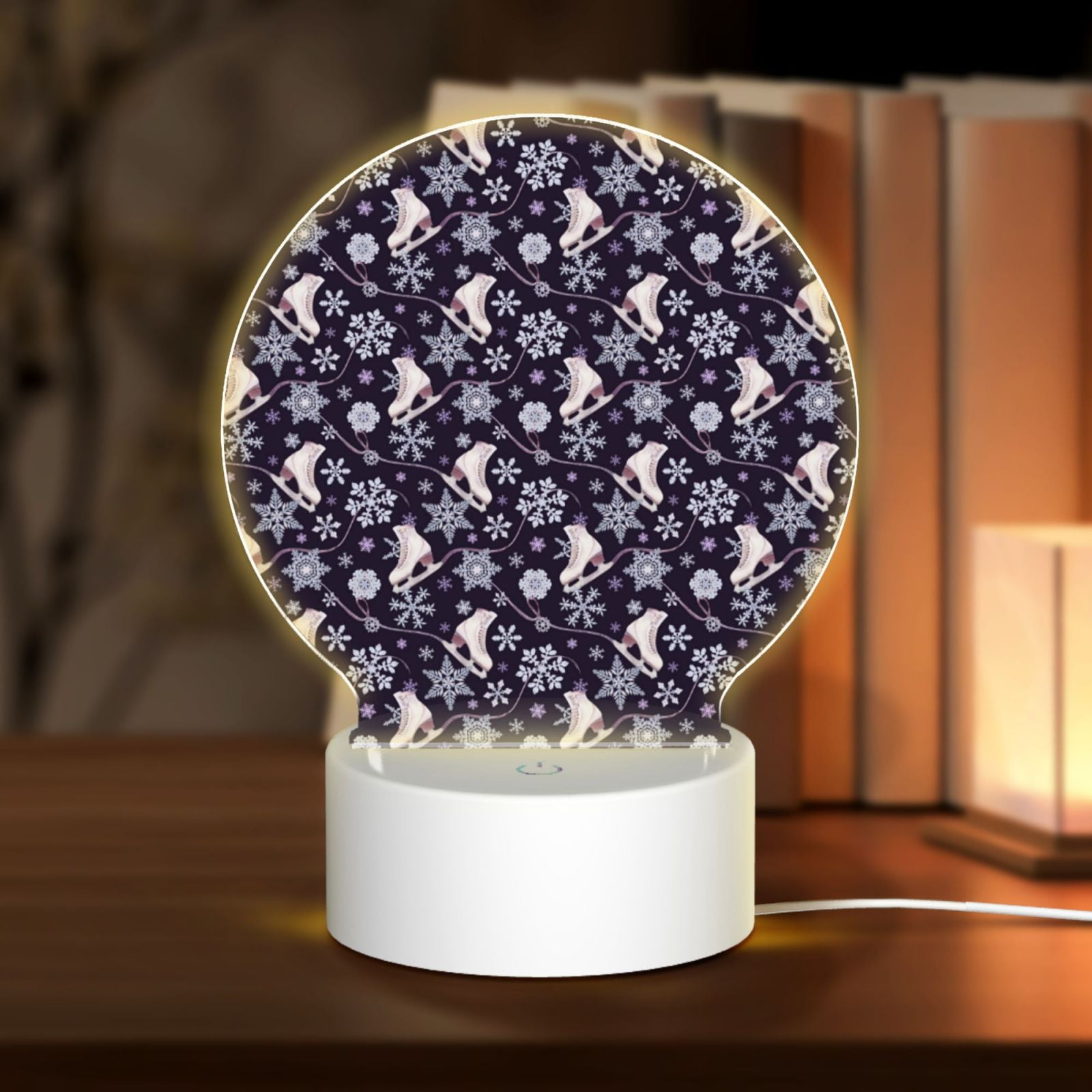 Sikiie Elegant ice skates snowflakes A Acrylic Night Light Gift Custom ...