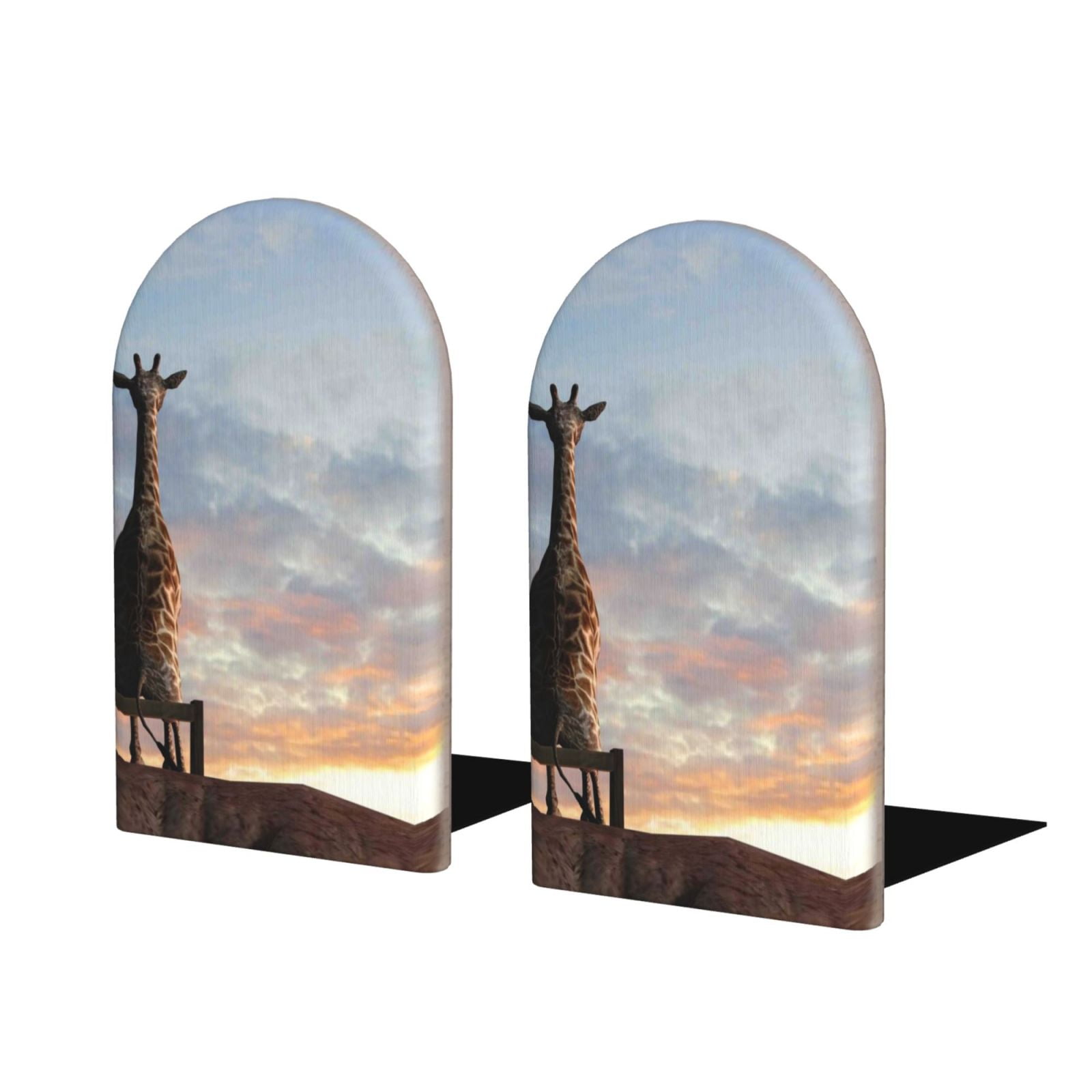 Sikiie Elephant Giraffe Bookends 1 Pair, Wood Bookends for Shelves ...
