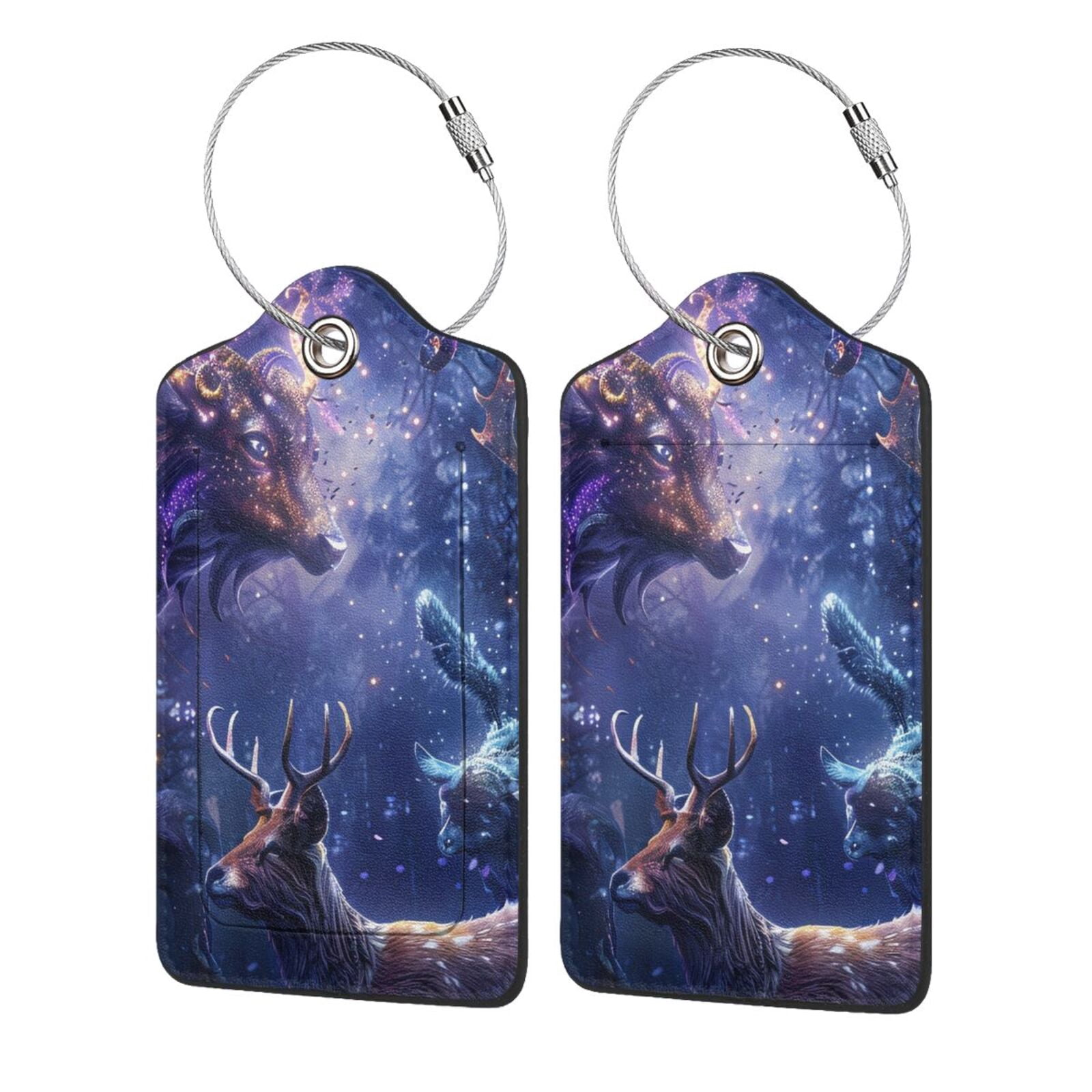Sikiie Enchanted Forest Stag Gathering Luggage Tag for Suitcase Leather ...