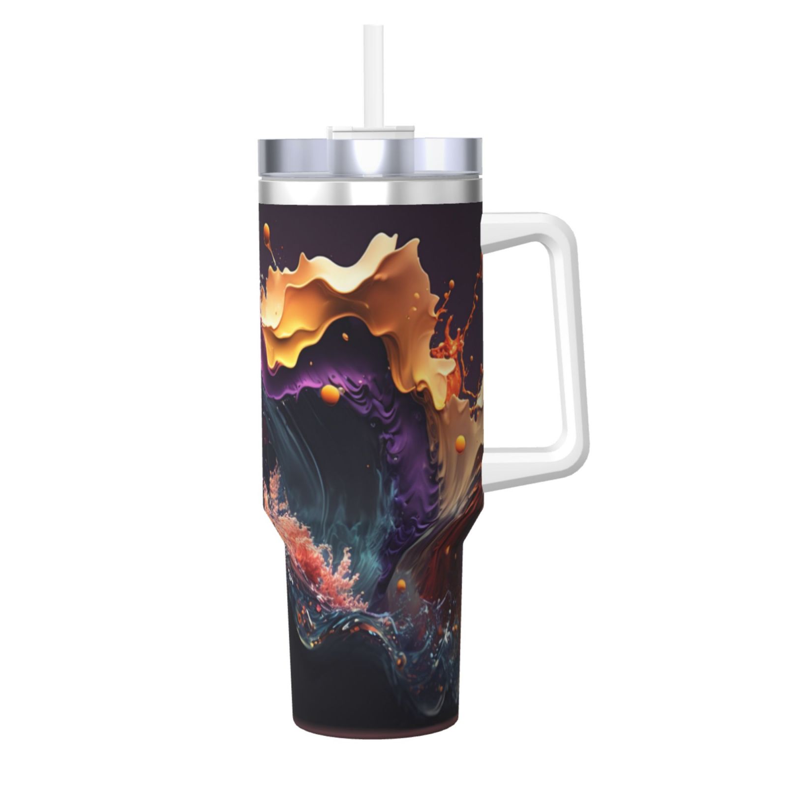 Sikiie Explosive Fluid Splash Art Insulated Stainless Water Bottle Lid ...