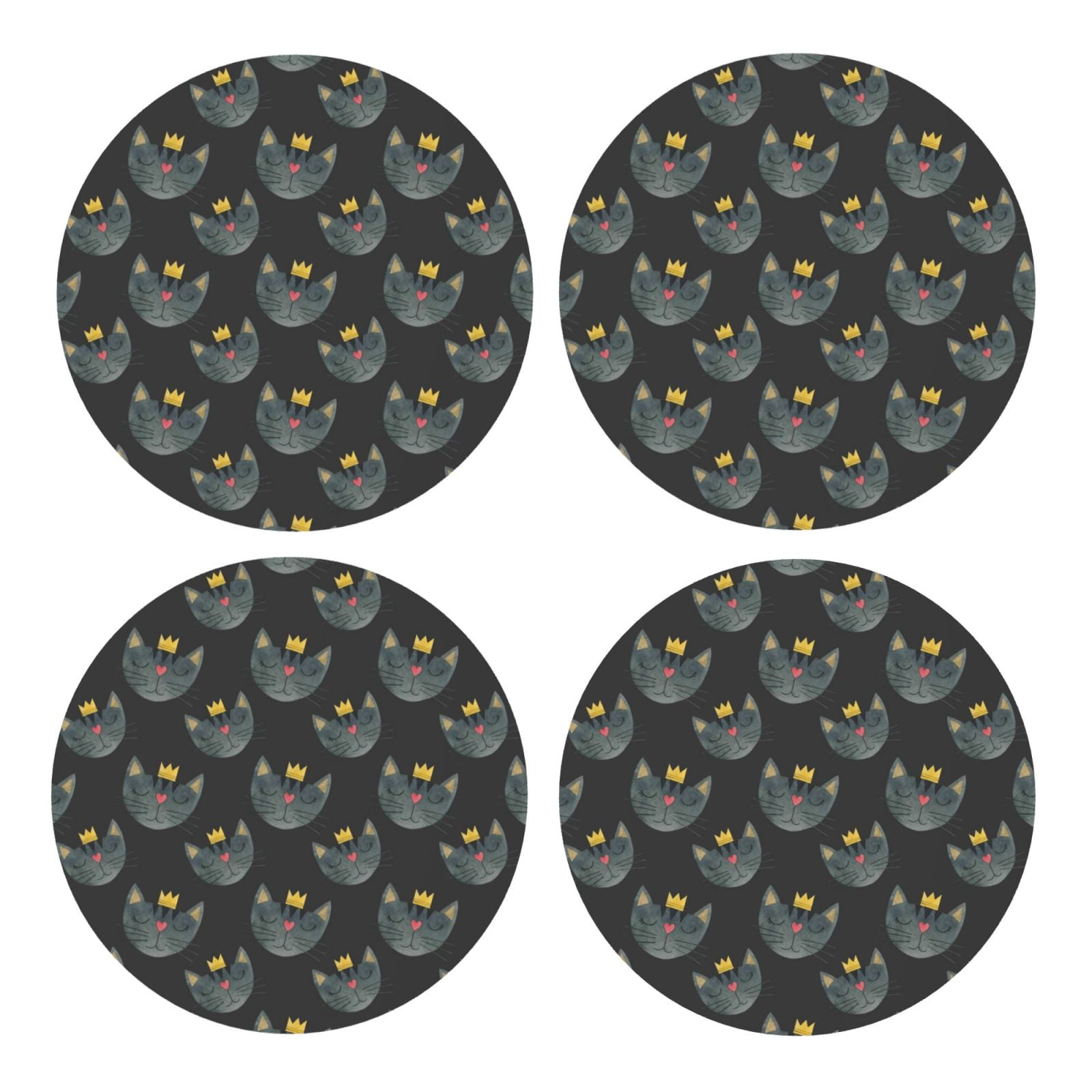 Sikiie Faces Of The Cat MDF Cork Coaster 4 Pcs - Absorbent Beverage ...