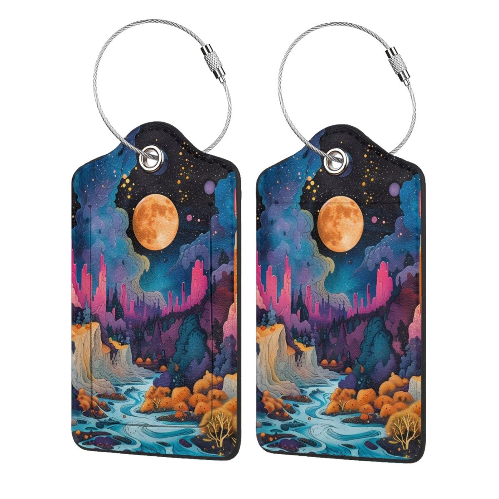 Sikiie Fantasy Cosmic Landscape Luggage Tag for Suitcase Leather ...