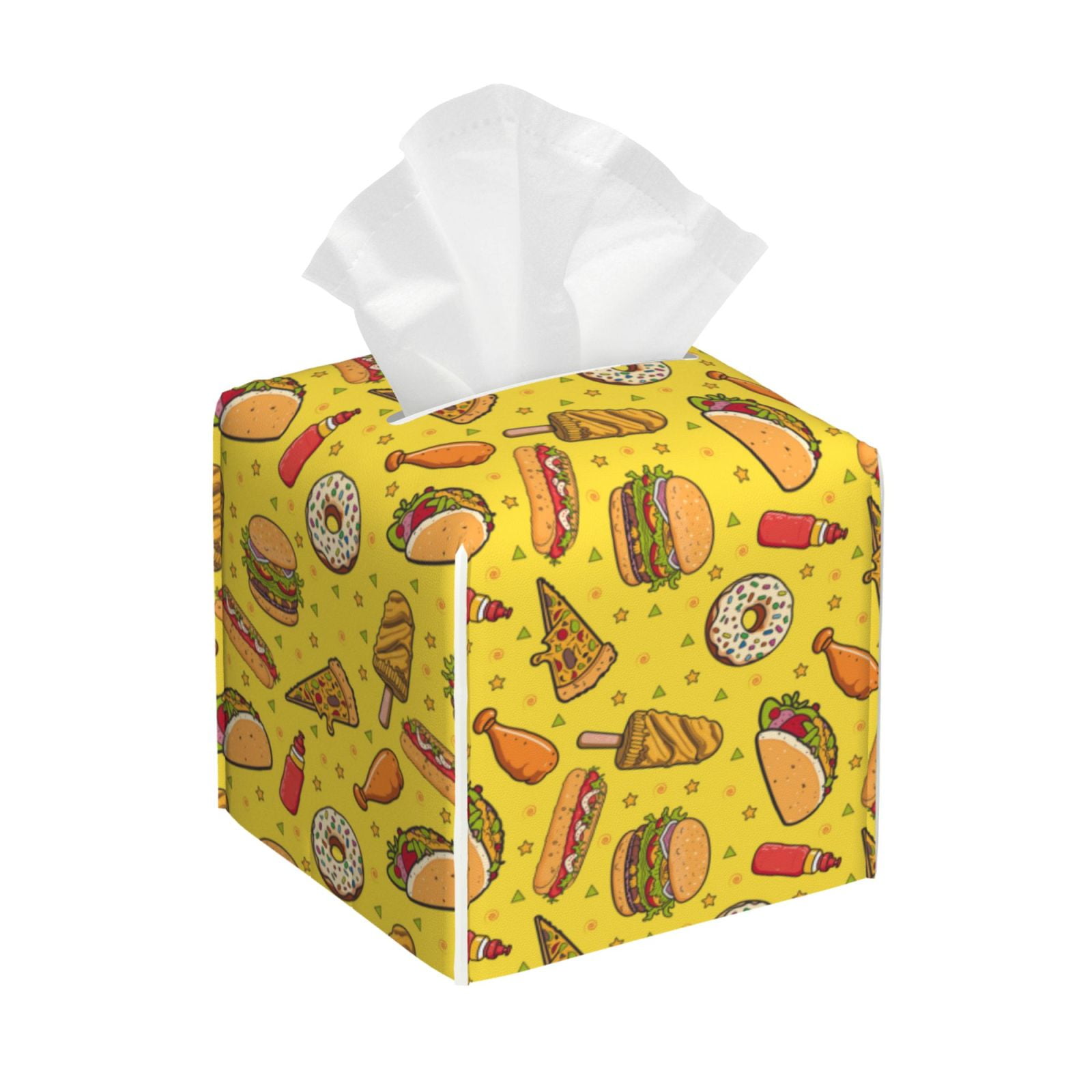 Sikiie Fast Food 1 Leather Tissue Box Cover Square, tissue box holder ...