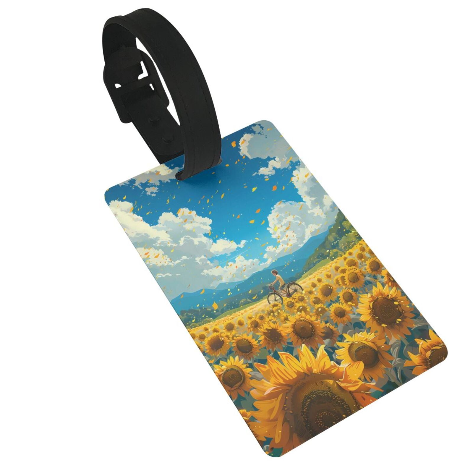 Sikiie Field Bicycle Young Sunflower Luggage Tags Privacy Cover ID ...