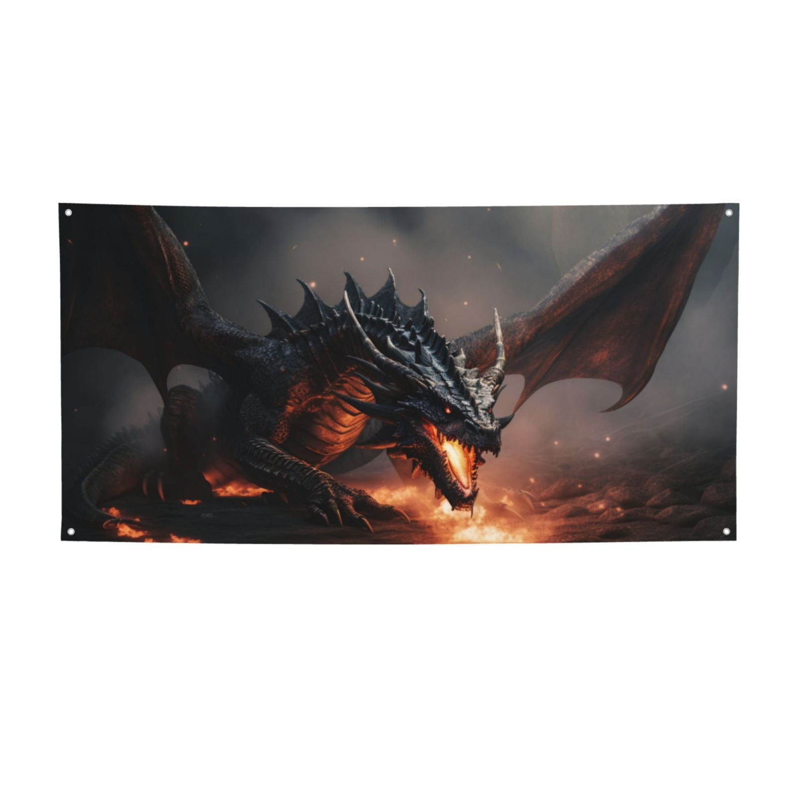 Sikiie Fiery Black Dragon Attack Custom Banners and Signs Customize ...