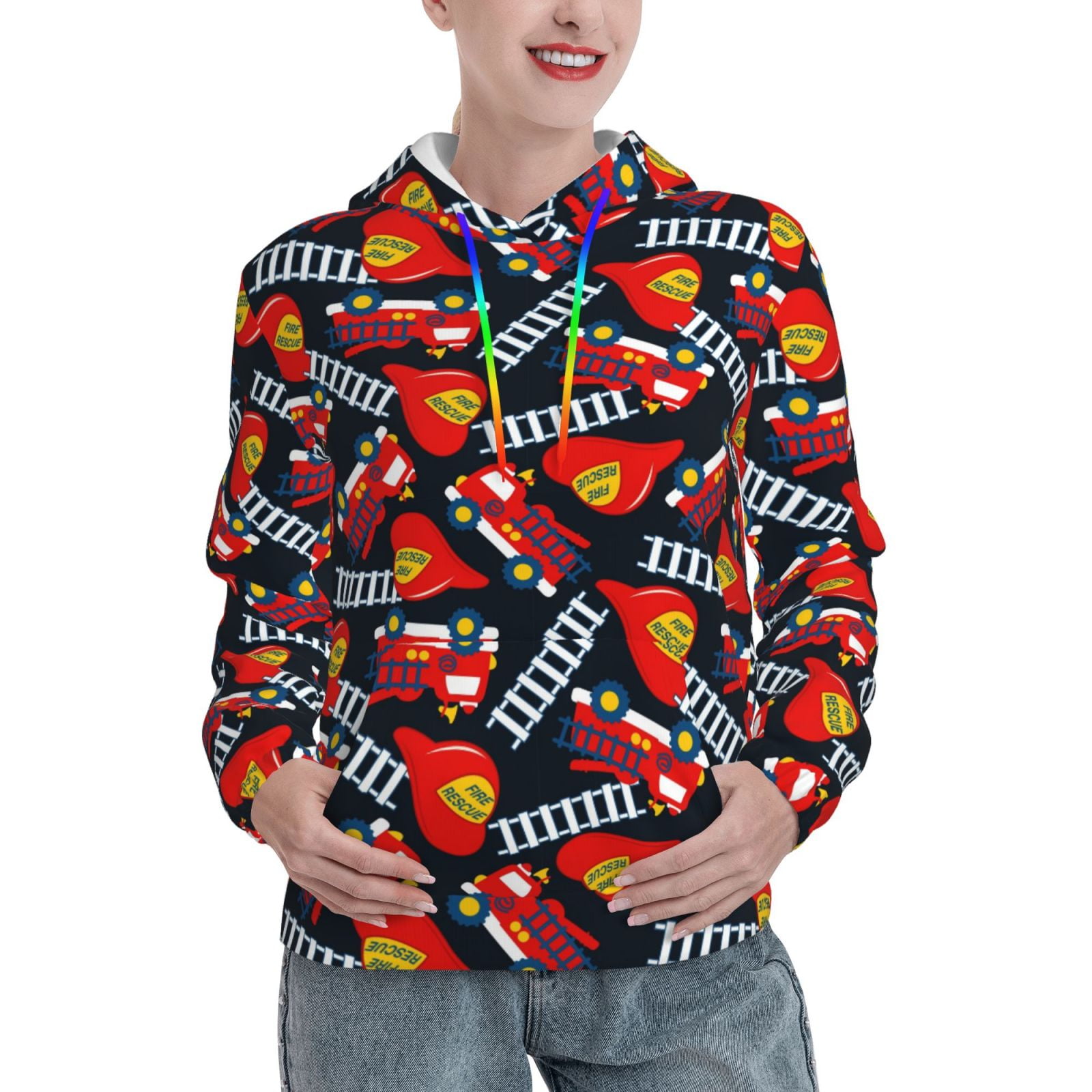 Sikiie Fire Rescue With Red Helmet And Truck Women's Casual Hoodies ...