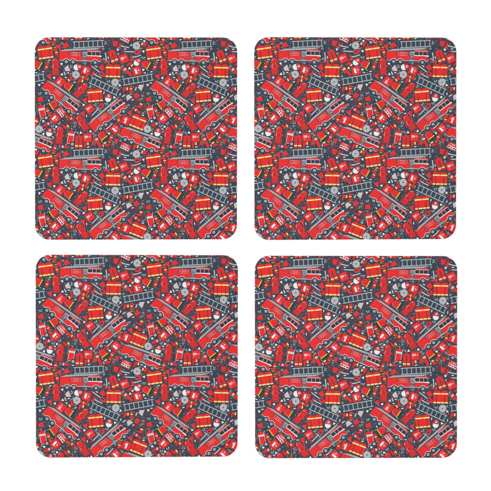 Sikiie Fire Sign MDF Cork Coaster 4 Pcs - Absorbent Beverage Coasters ...