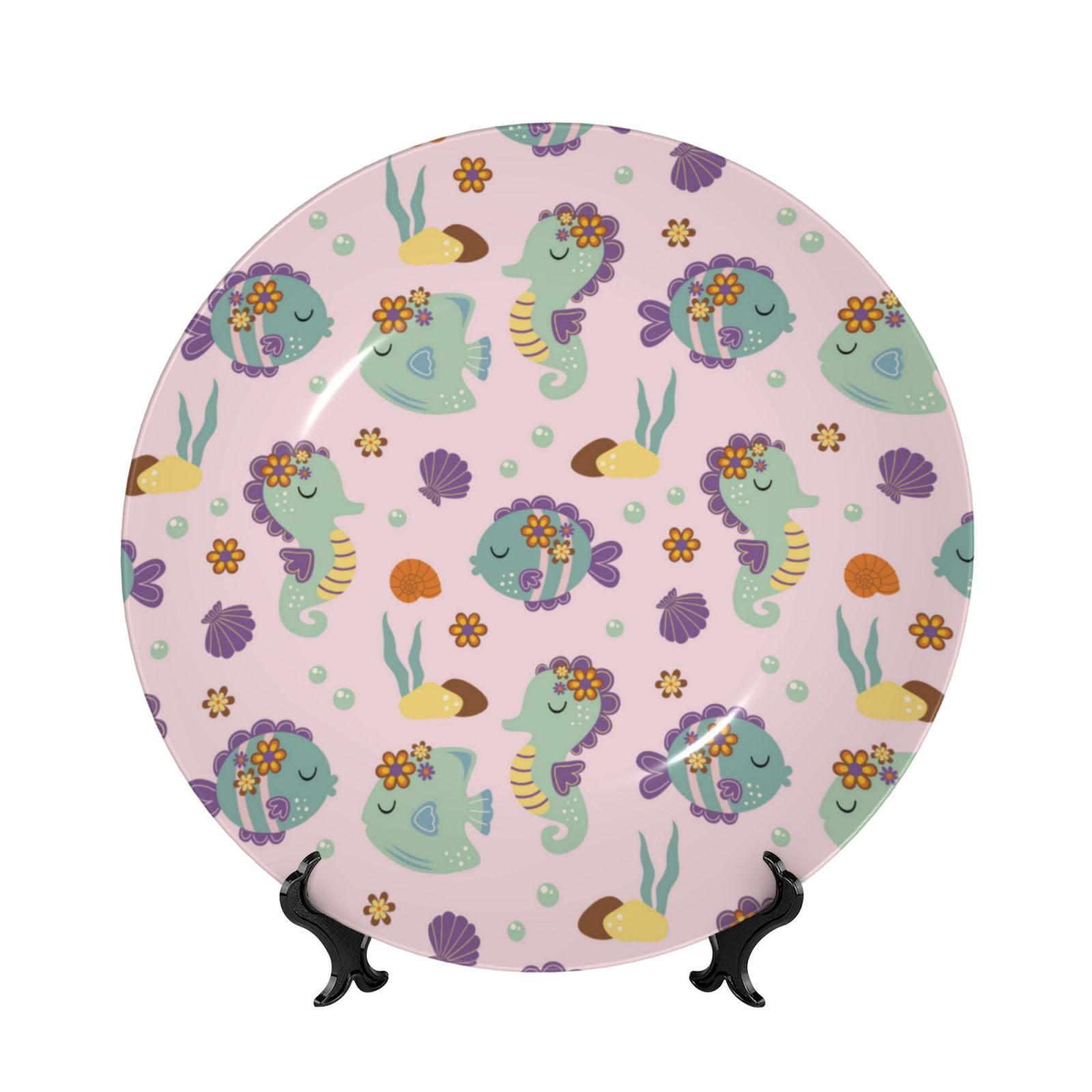 Sikiie Fish Seahorse Bone China Decorative Plate Personality Ceramic ...