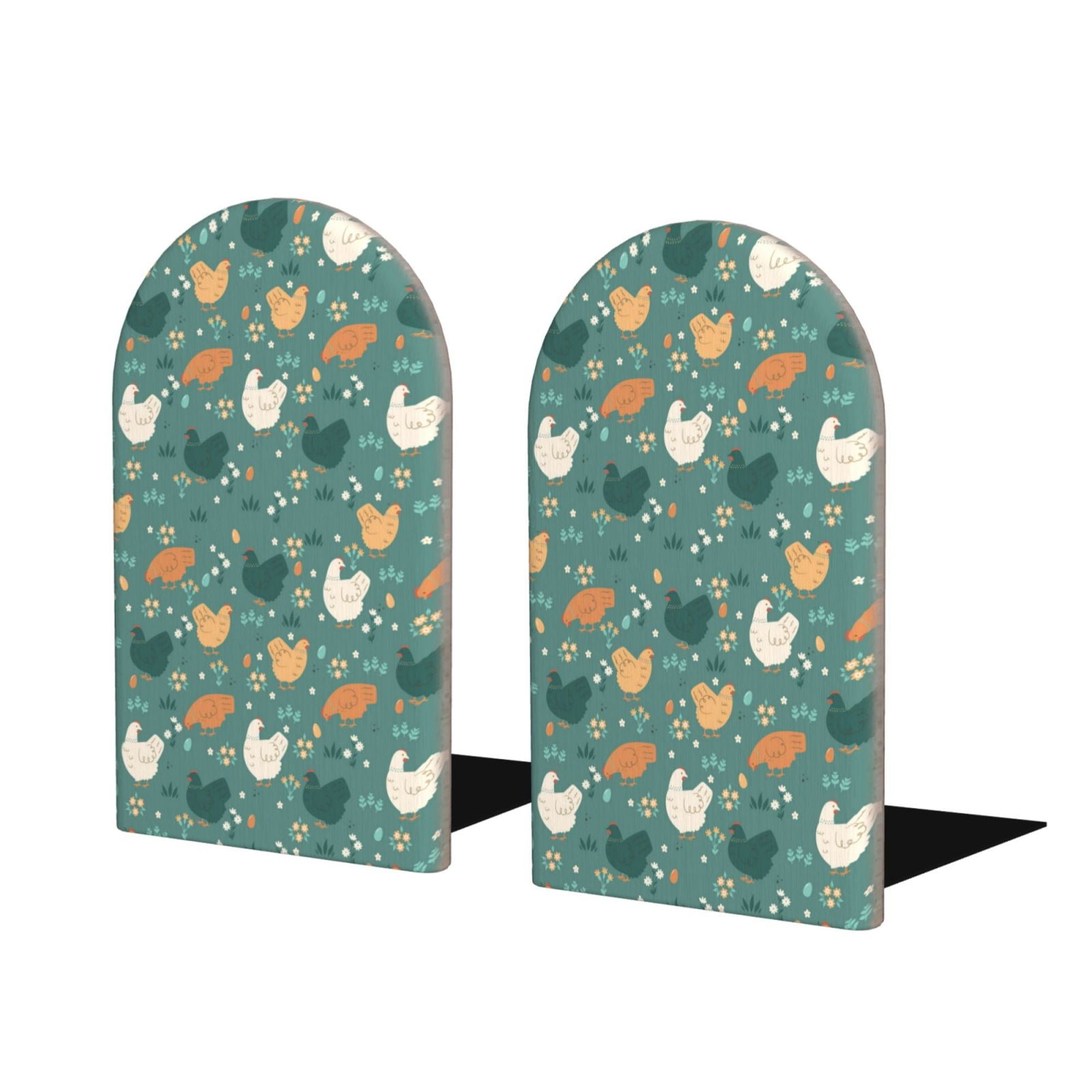 Sikiie Flowe Rooster Bookends 1 Pair, Wood Bookends for Shelves, Book ...