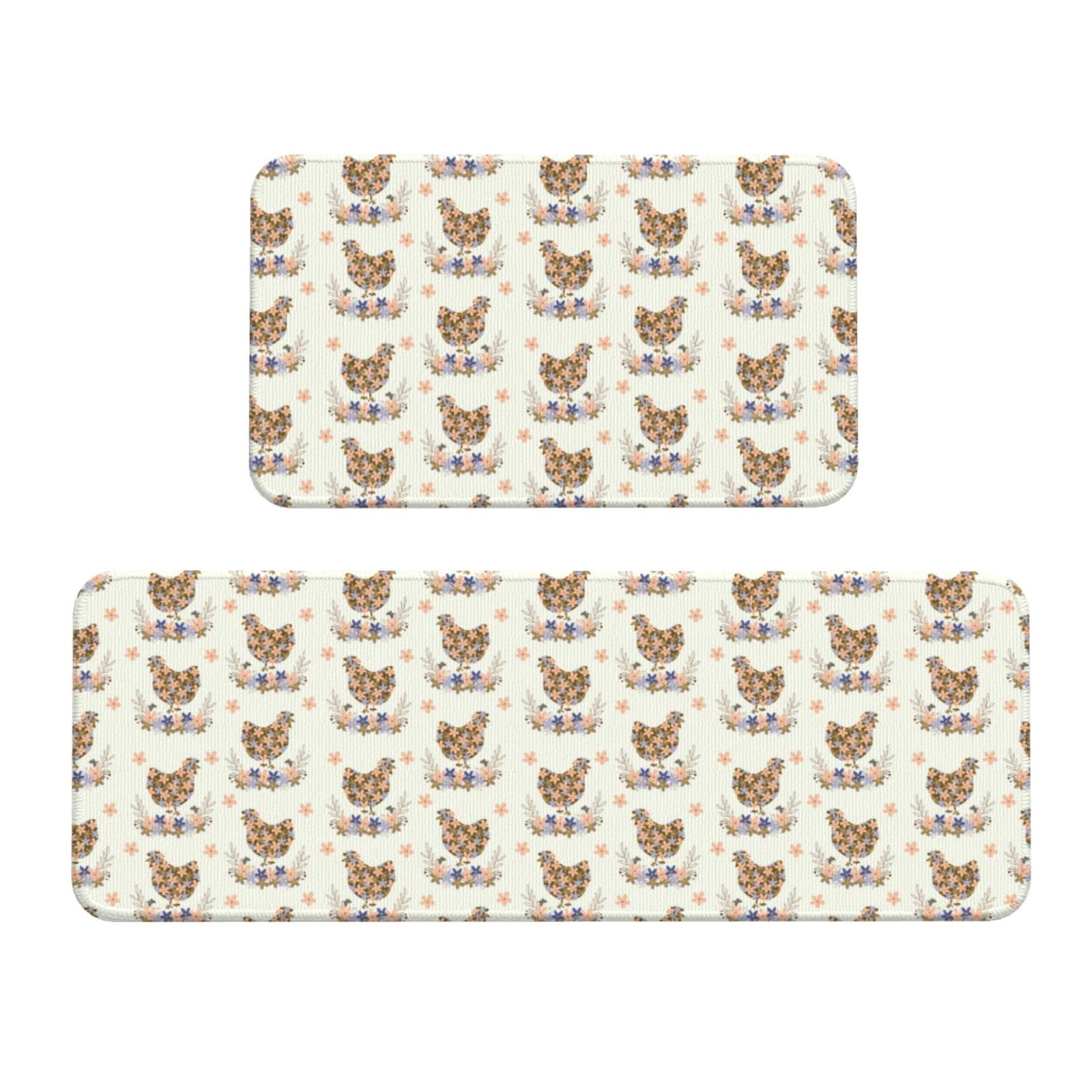 Sikiie Flower Chicken Kitchen Mat 2 PCS Cushioned Kitchen Rug ...