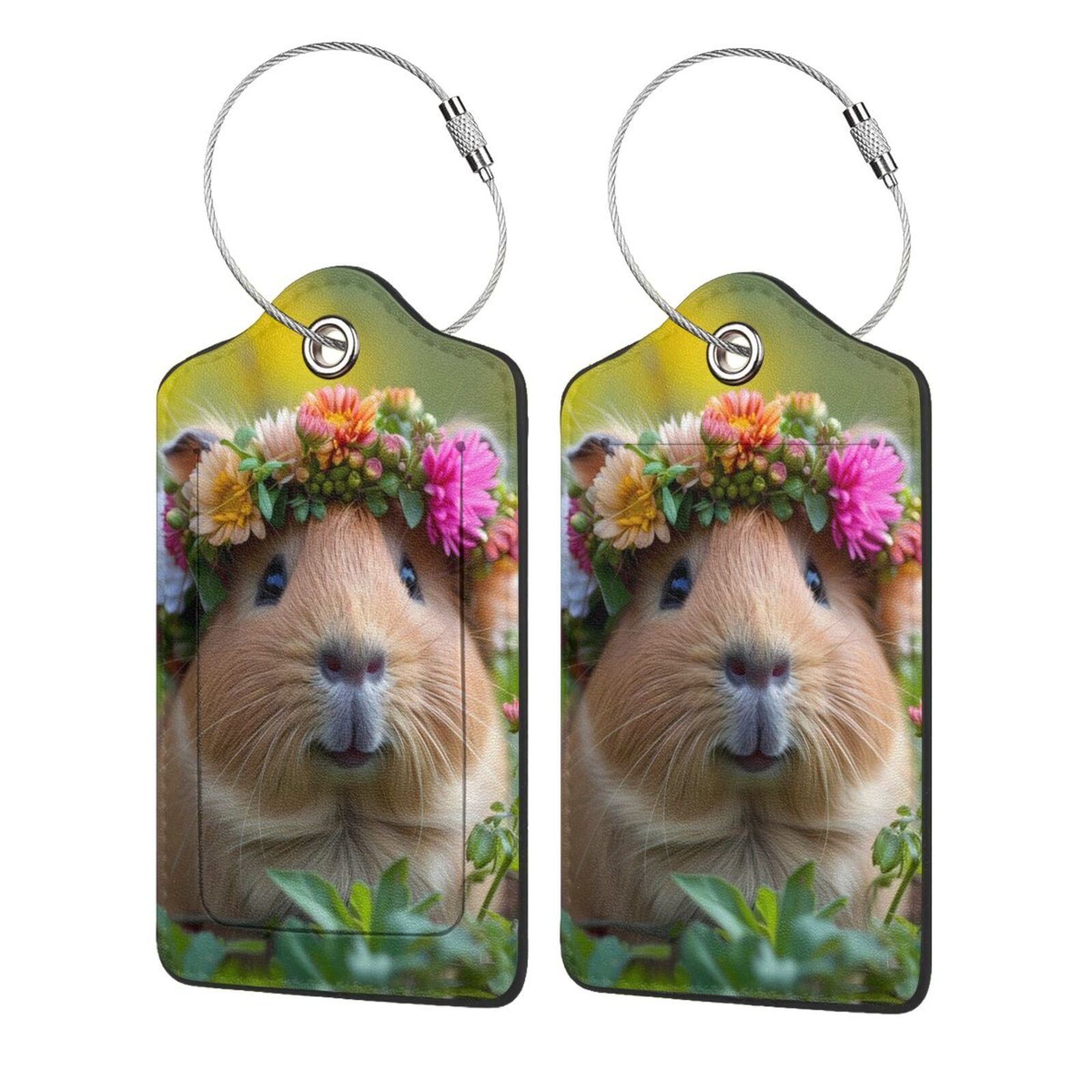 Sikiie Flower Crown Guinea Pig Luggage Tag for Suitcase Leather Baggage ...