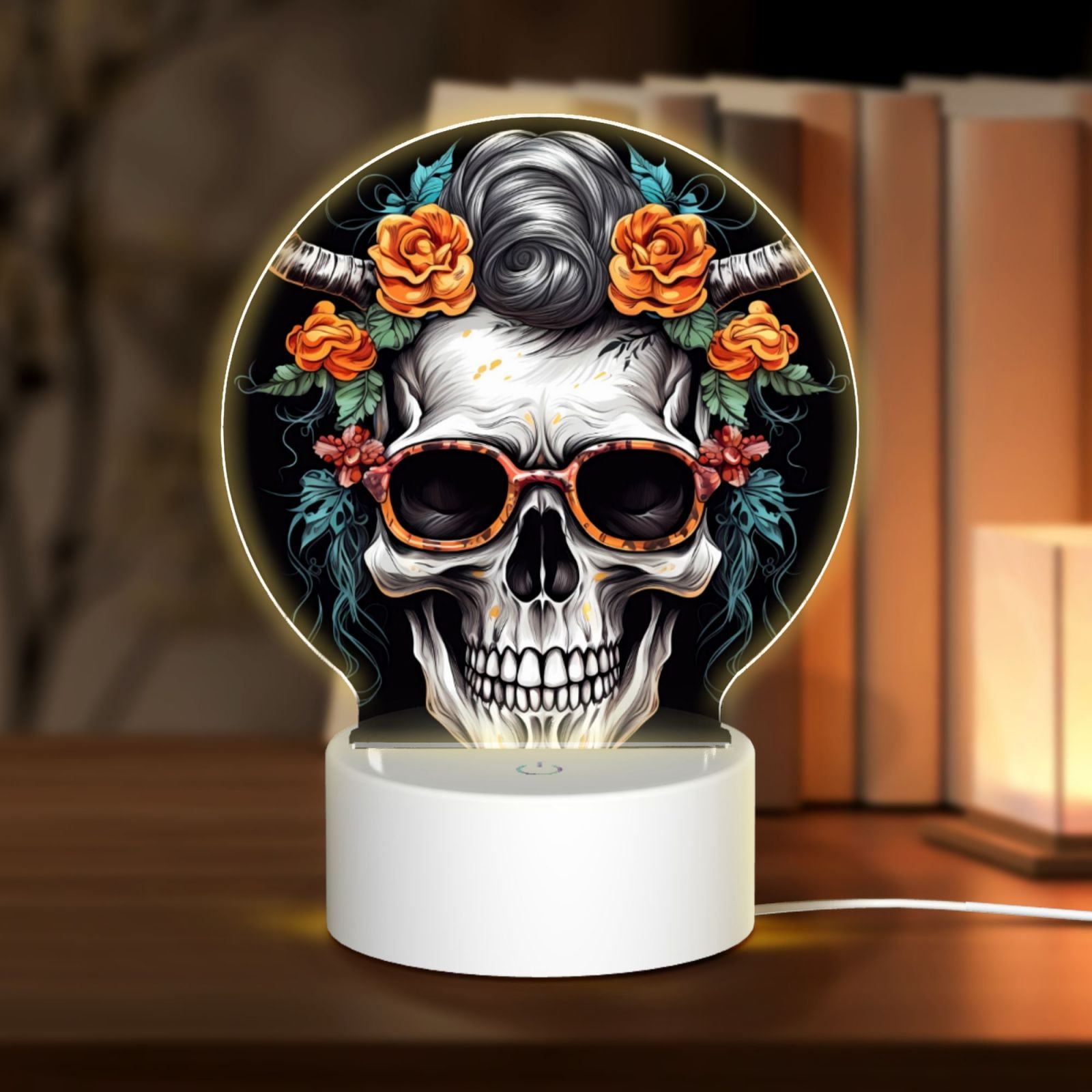 Sikiie Flower Horn Skull A Acrylic Night Light Gift Custom Acrylic ...