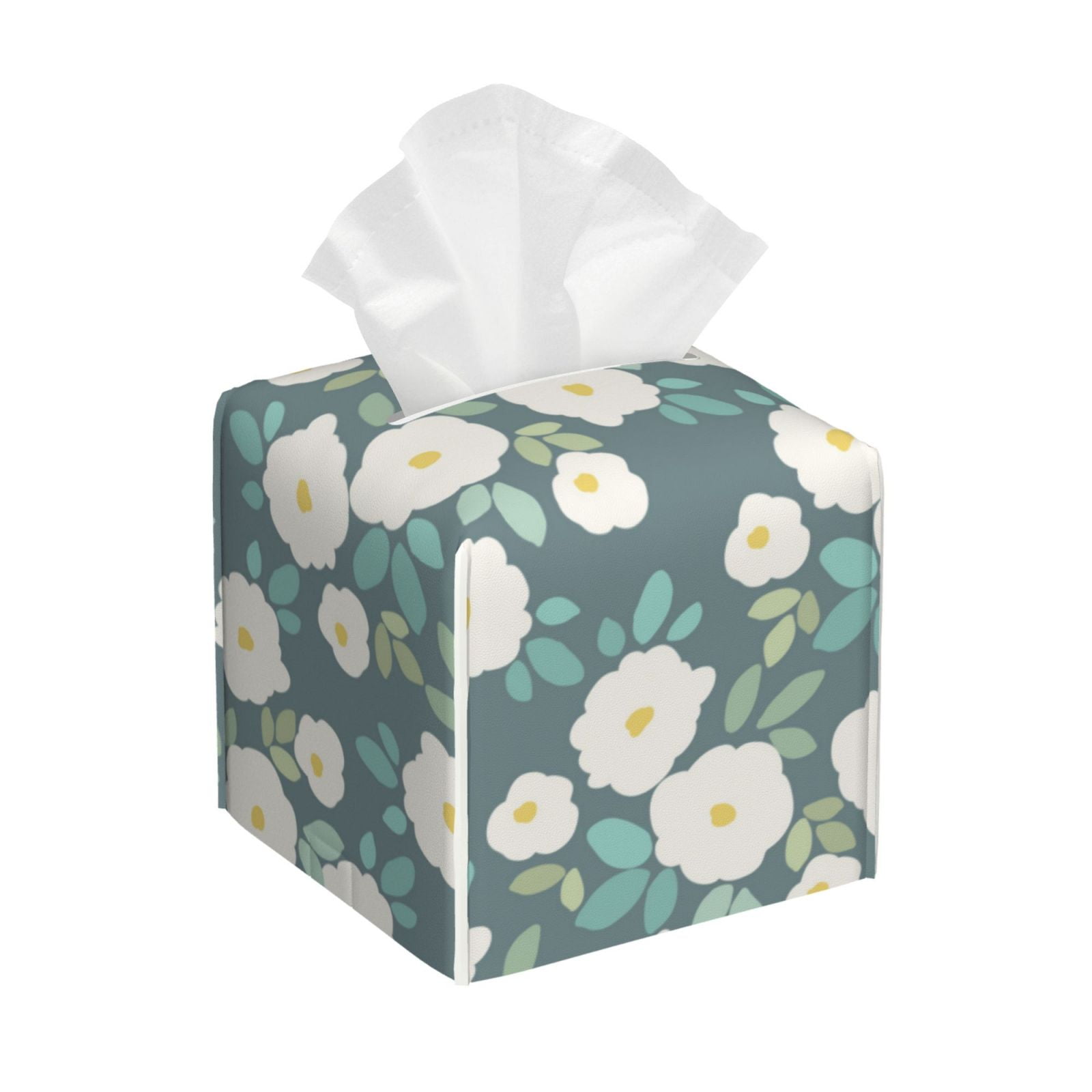 Sikiie Flower Leather Tissue Box Cover Square, tissue box holder ...