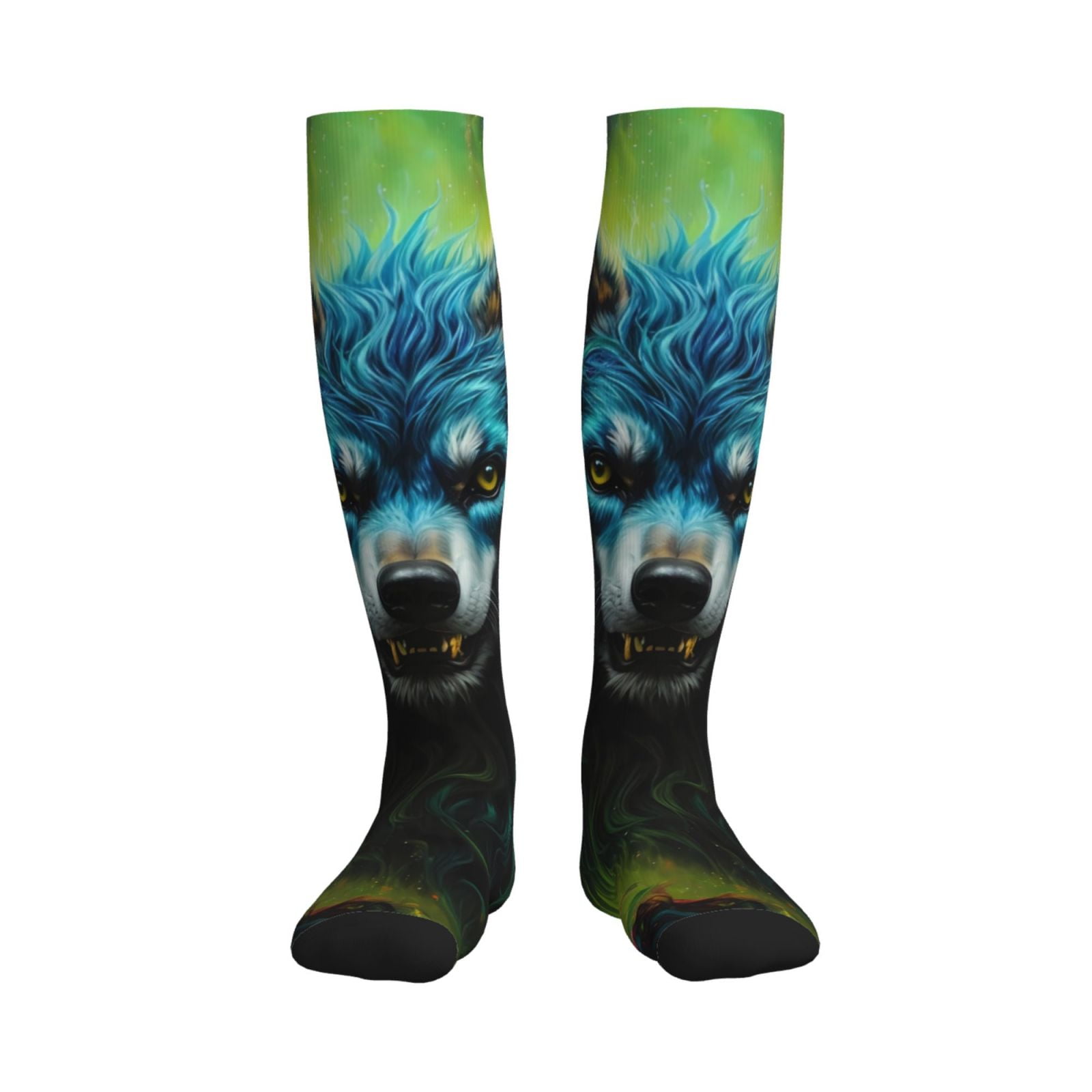 Sikiie Fluorescent Wolf 1 Pairs Compression Socks for Men and Women 15 ...