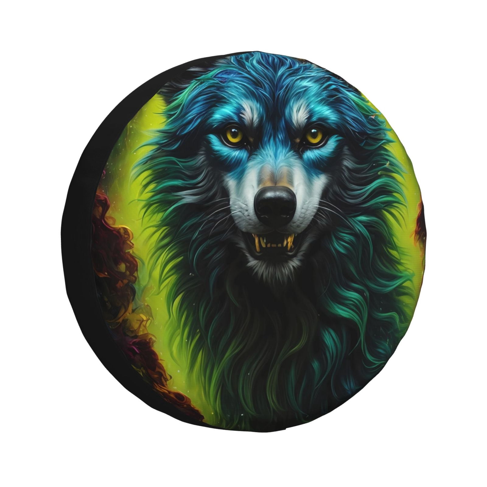 Sikiie Fluorescent Wolf PVC Leather Spare Tire Wheel Cover Spare Tire ...