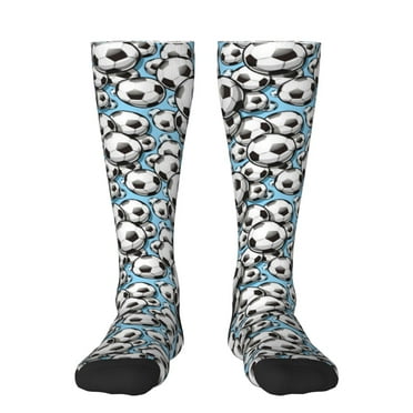 Crazy Soccer Socks with Soccer Balls over the calf (Royal/White, Medium ...