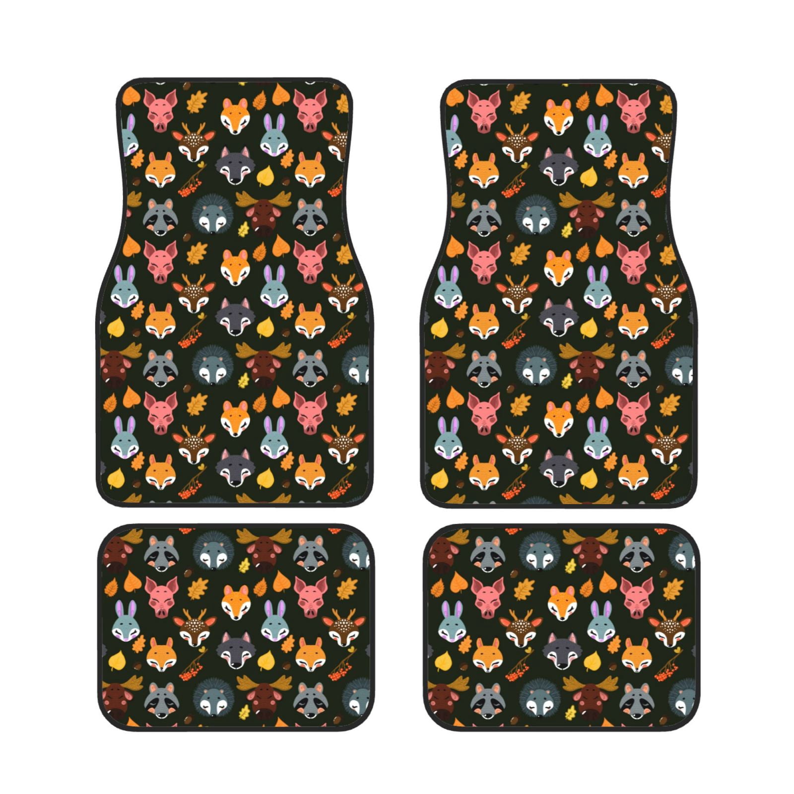 Sikiie Forest Animal Faces Car Foot Mat Set of 4 Pieces Basics ...