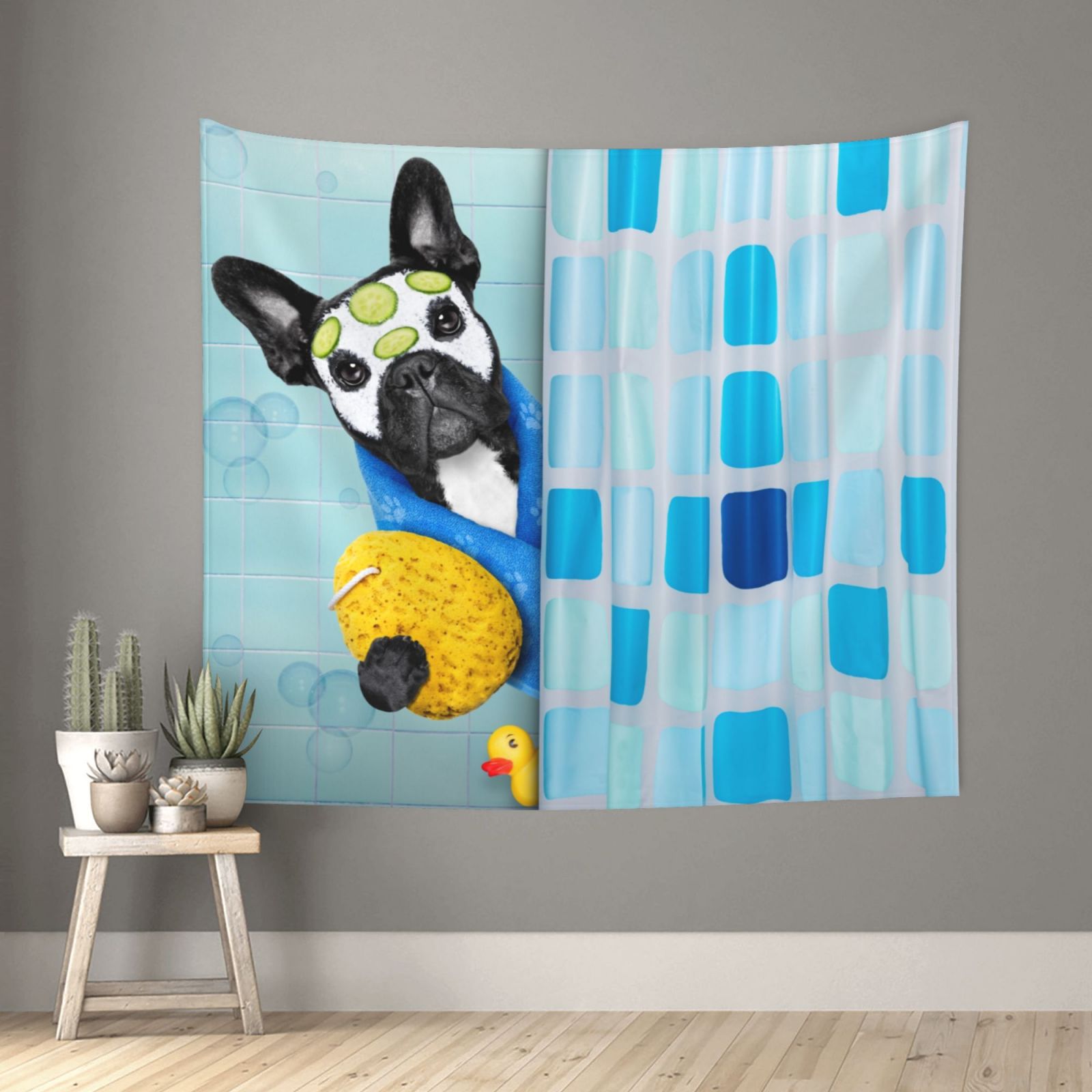 Sikiie French Bulldog Dog in a Bathtub tapestry wall hanging home decor ...