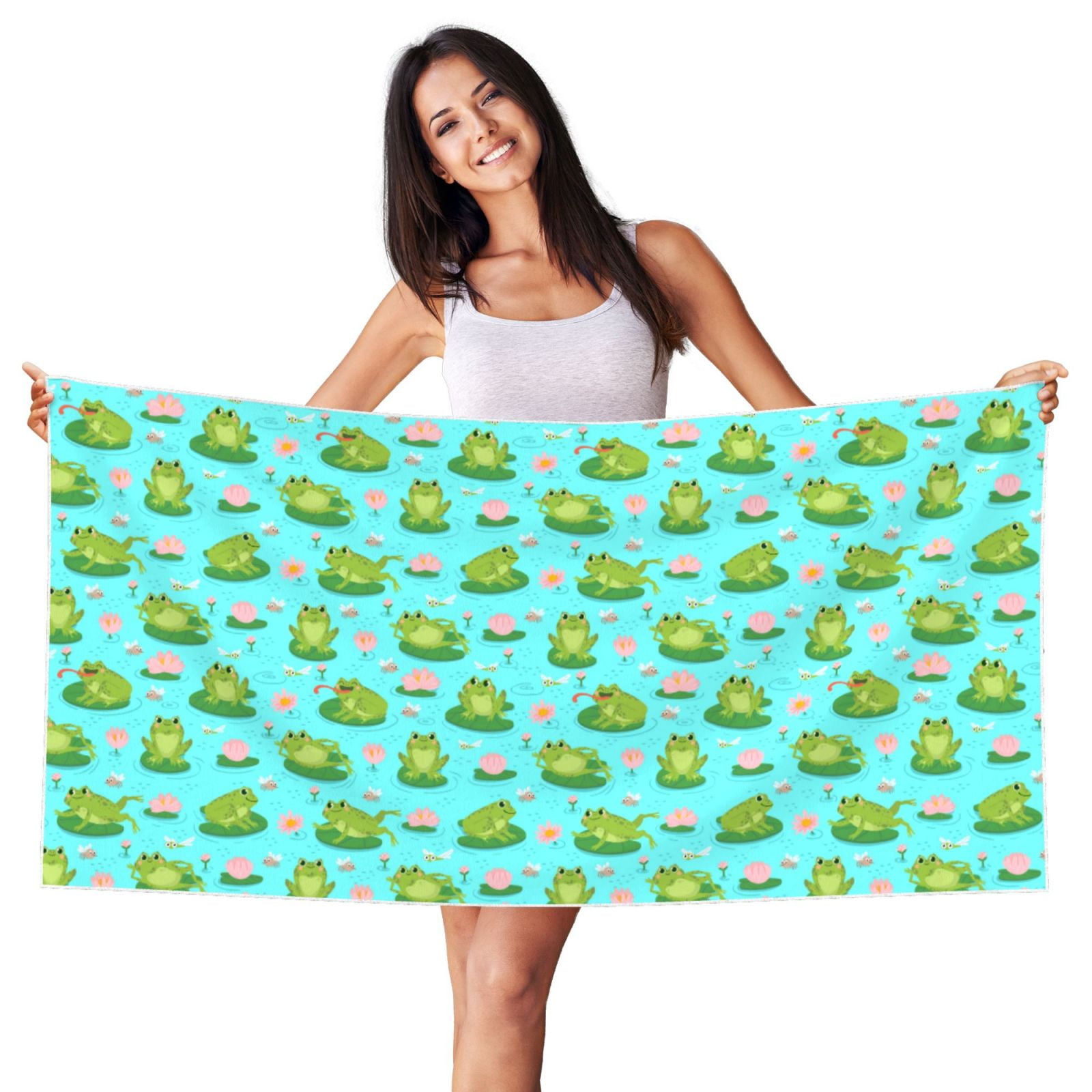 Sikiie Frogs And Aquatic Plants Beach Towel for Women Men, Pool Bath ...