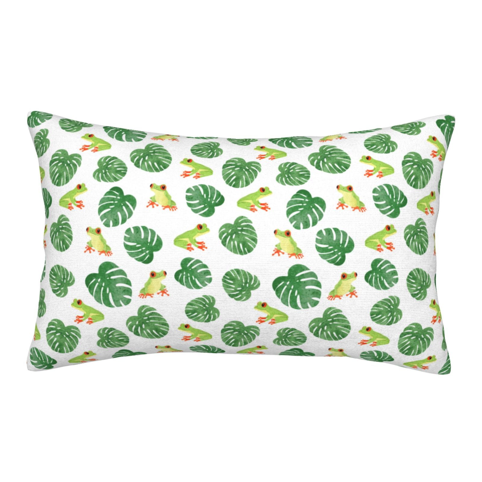 Sikiie Frogs And Tropical Leaves Print Plush Pillow Cover, Wrinkle ...