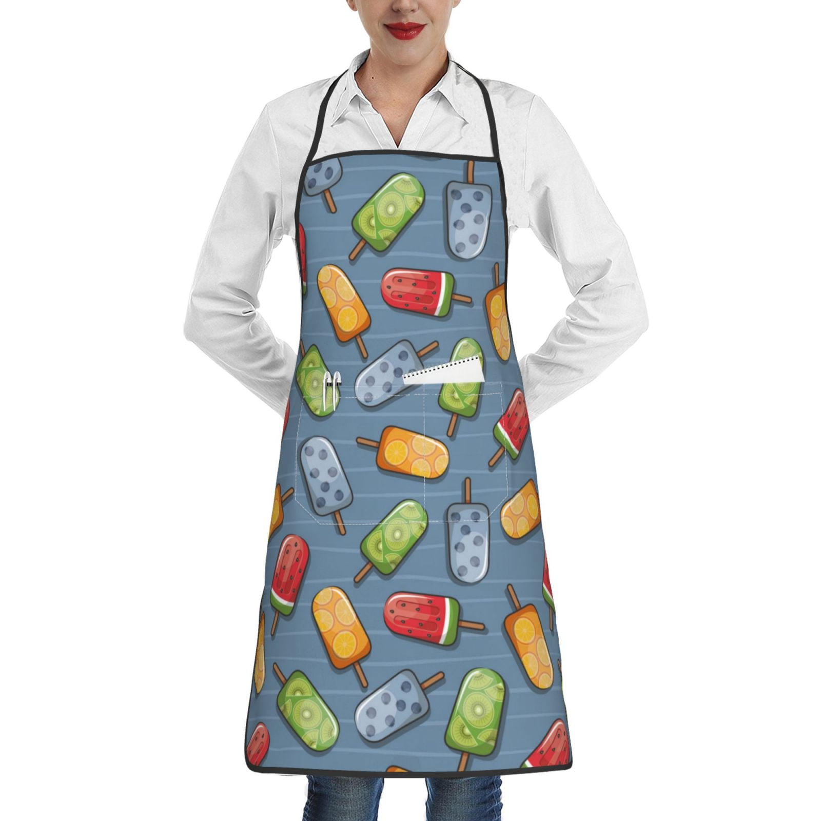 Sikiie Fruit Ice Cream Aprons for Kitchen Cooking Aprons, Chef Apron ...
