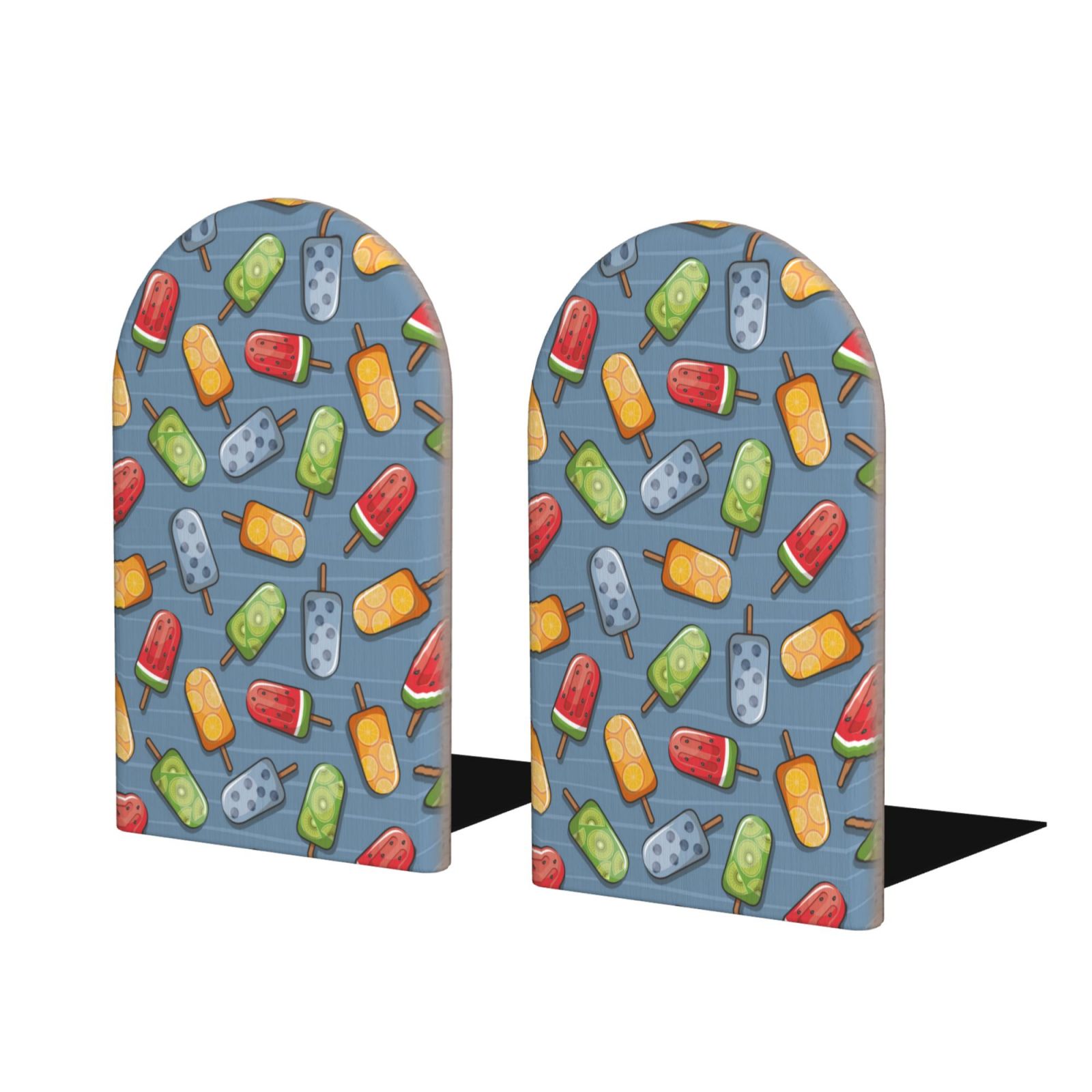 Sikiie Fruit Ice Cream Bookends 1 Pair, Wood Bookends for Shelves, Book ...