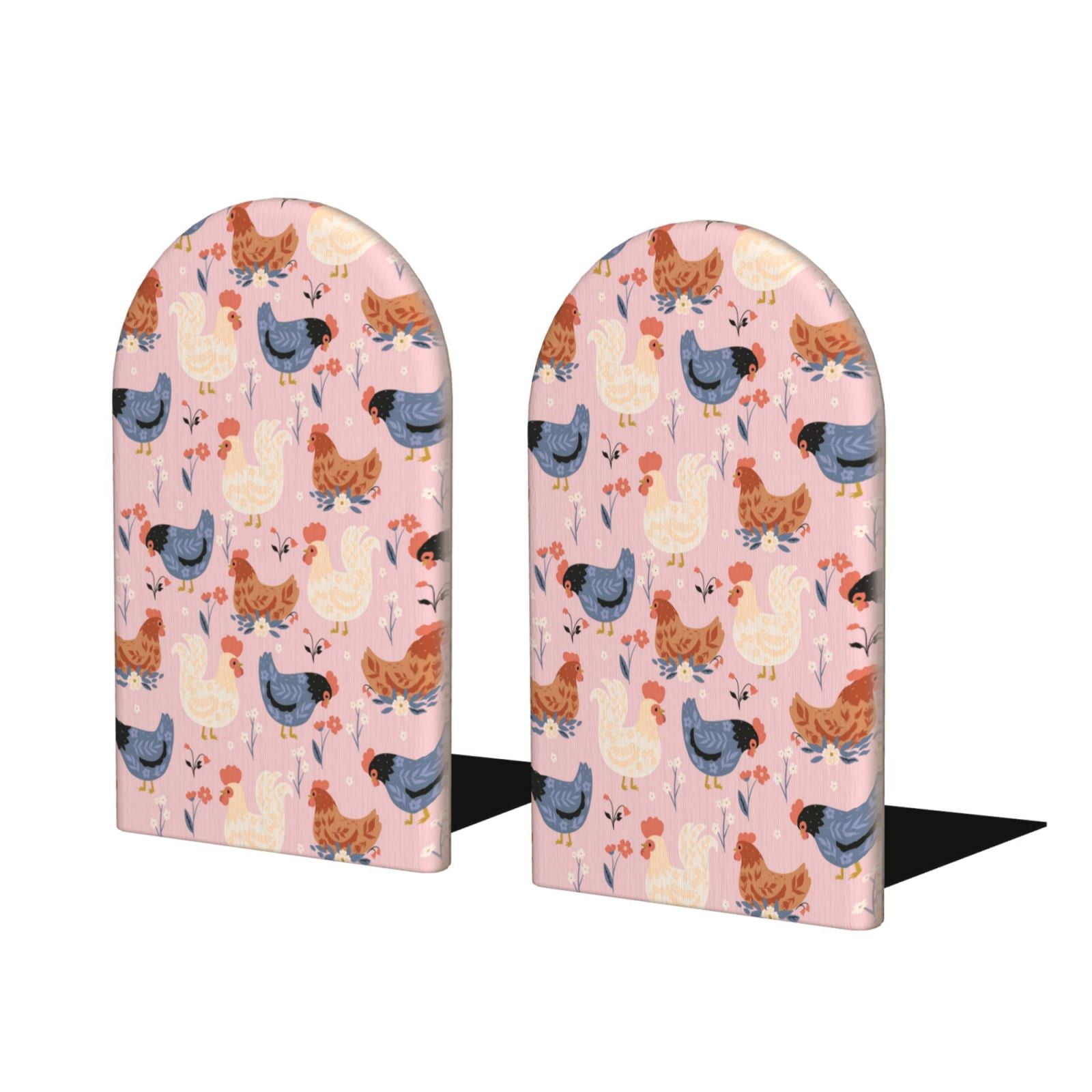 Sikiie Funny Chicken Bookends 1 Pair, Wood Bookends for Shelves, Book ...