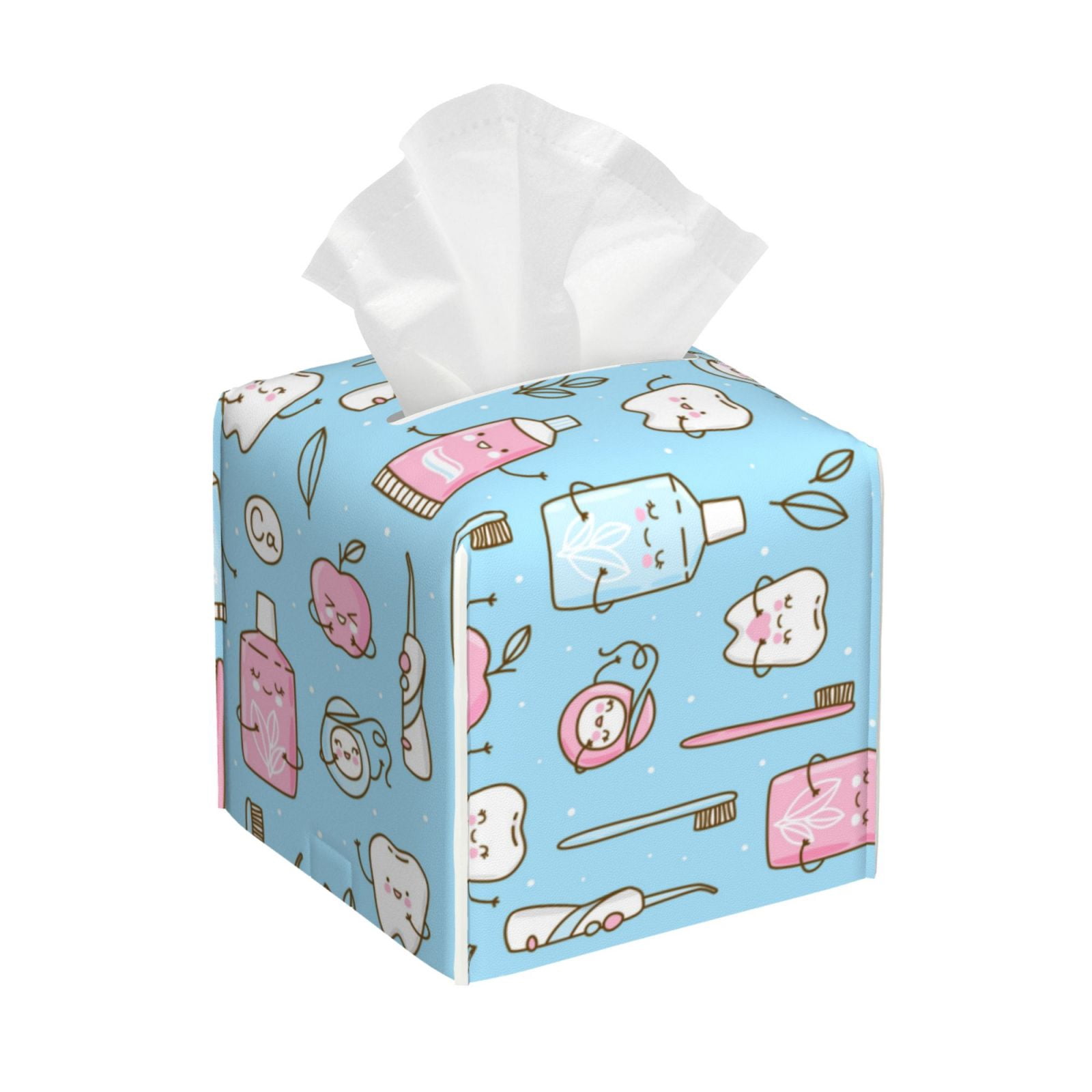 Sikiie Funny Cute Teeth Leather Tissue Box Cover Square, tissue box ...