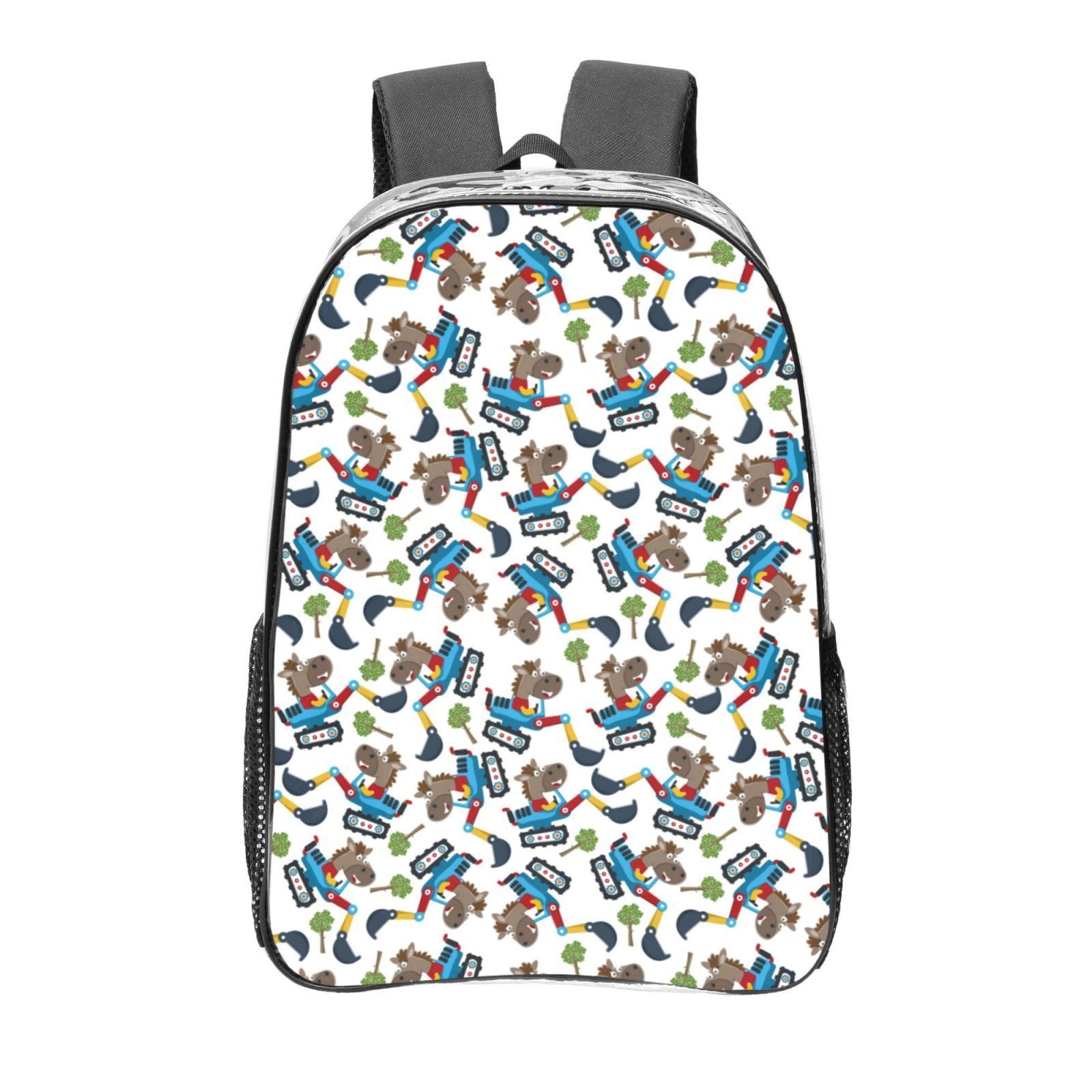 Sikiie Funny Excavator Clear Backpack, Transparent Bookbag for School ...