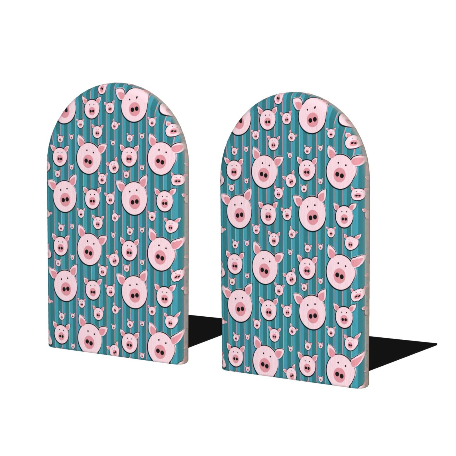 Sikiie Funny Pig Faces Bookends 1 Pair, Wood Bookends for Shelves, Book ...