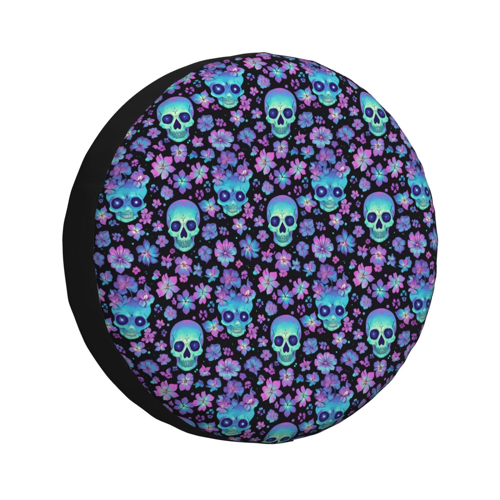 Sikiie Funny Skull Flower PVC Leather Spare Tire Wheel Cover Spare Tire ...