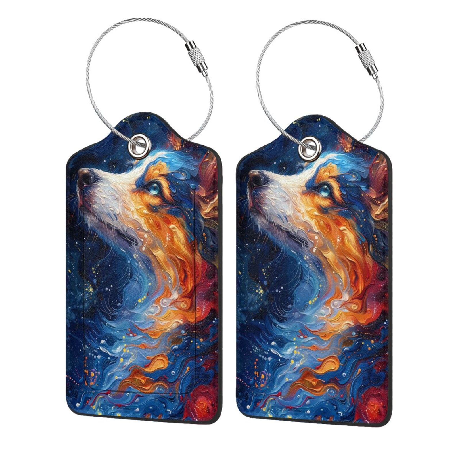 Sikiie Galactic Dog Swirls Art Luggage Tag for Suitcase Leather Baggage ...