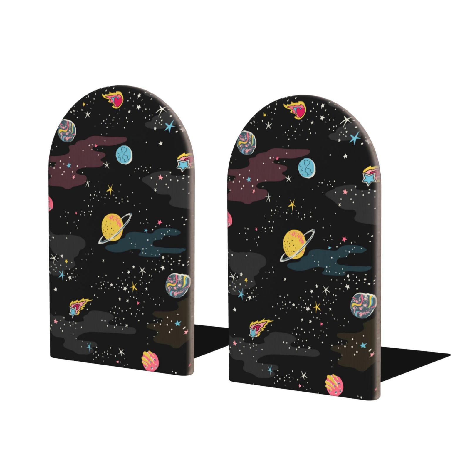 Sikiie Galaxy Bookends 1 Pair, Wood Bookends for Shelves, Book Ends for ...