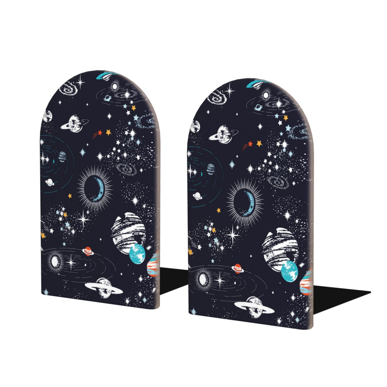 Sikiie Galaxy2 Bookends 1 Pair, Wood Bookends for Shelves, Book Ends ...
