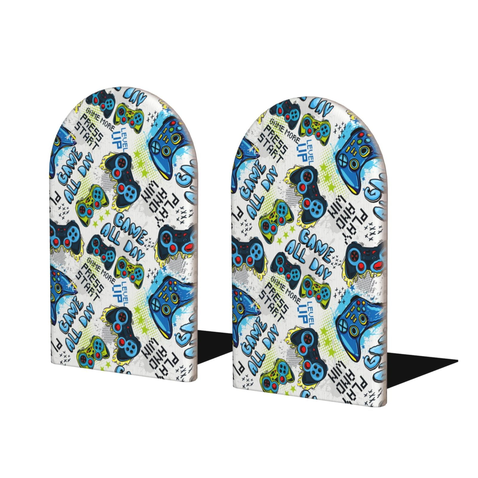 Sikiie Game All Day Bookends 1 Pair, Wood Bookends for Shelves, Book ...