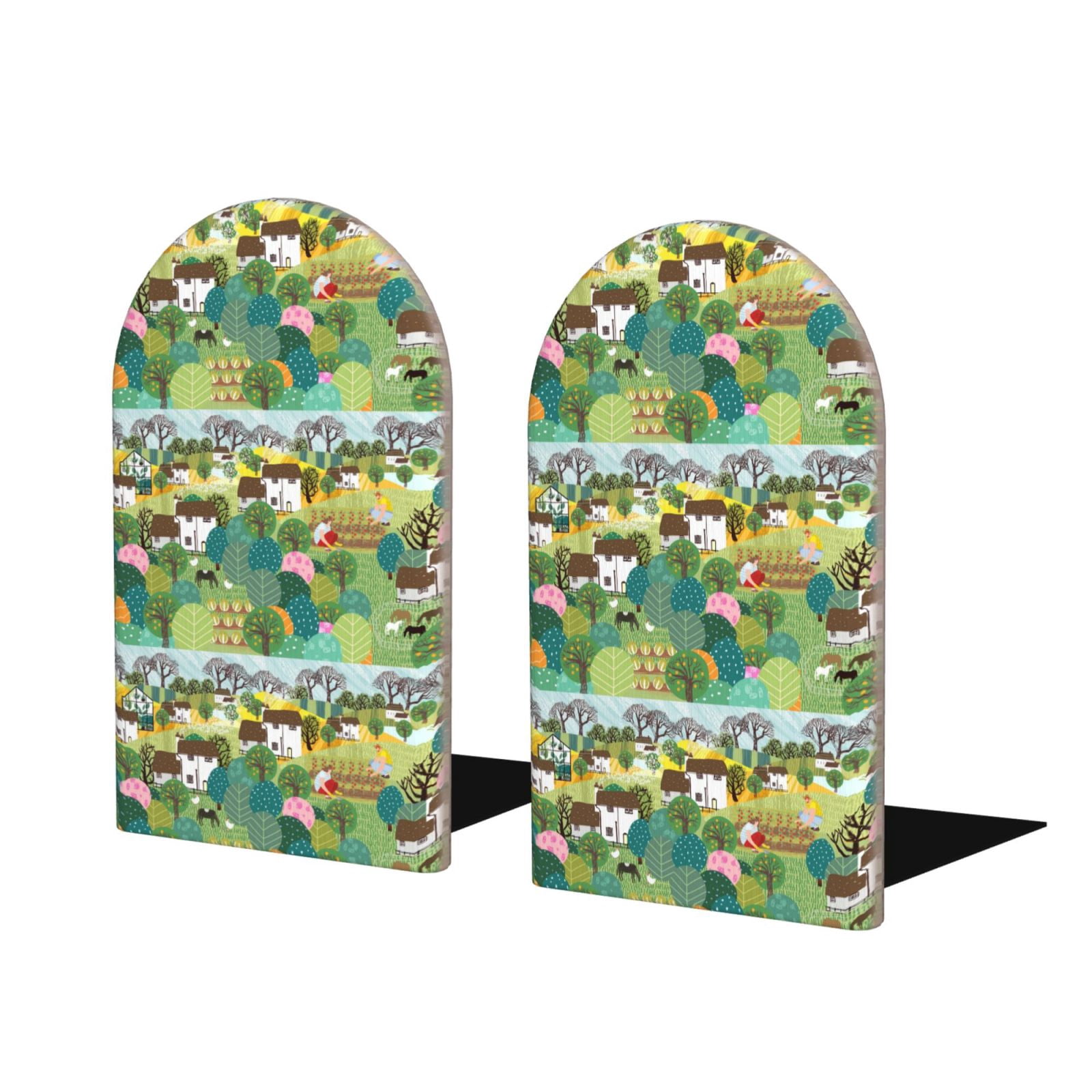 Sikiie Garden Farm Bookends 1 Pair, Wood Bookends for Shelves, Book ...