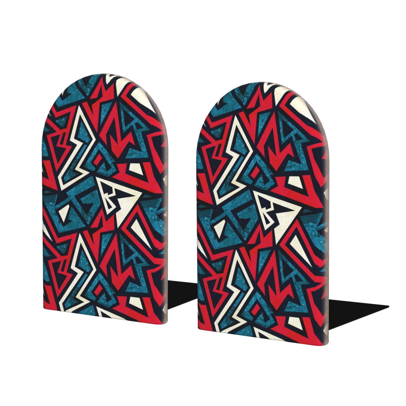 Sikiie Geometric Elements Bookends 1 Pair, Wood Bookends for Shelves ...