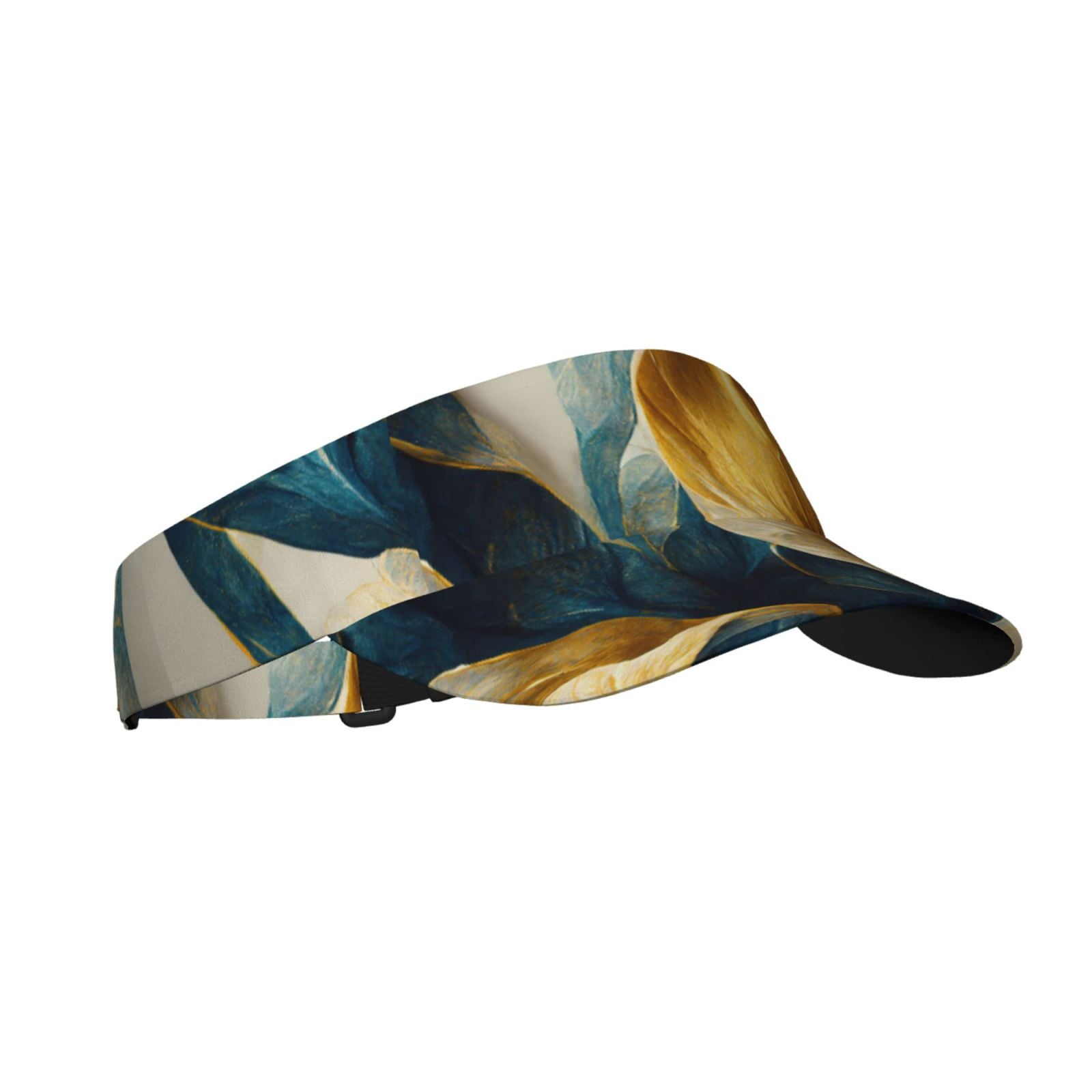 Sikiie Golden Blue Leaf Design Sun Visor Hat Adjustable Velcro Golf ...