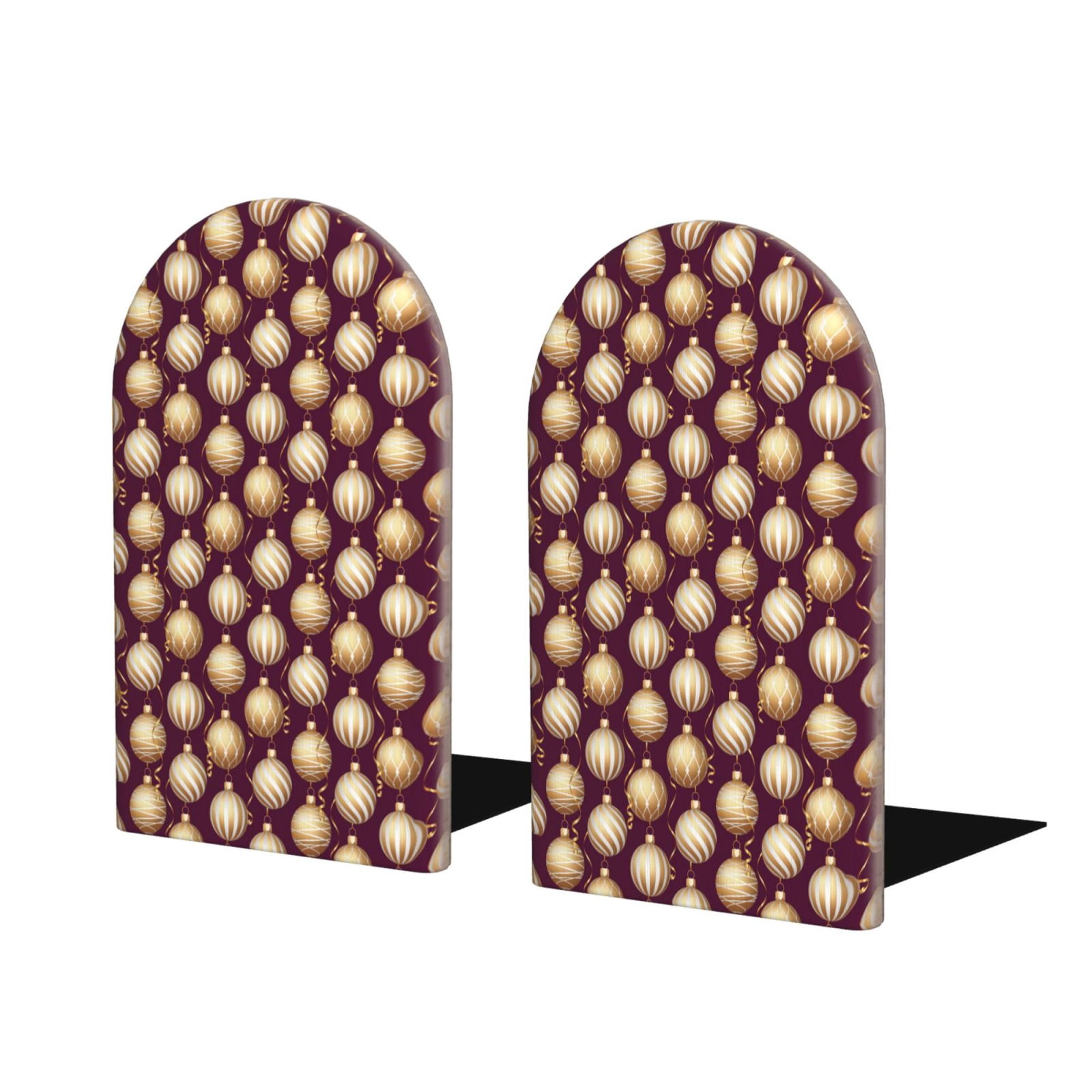 Sikiie Golden Christmas Balls Bookends 1 Pair, Wood Bookends for ...
