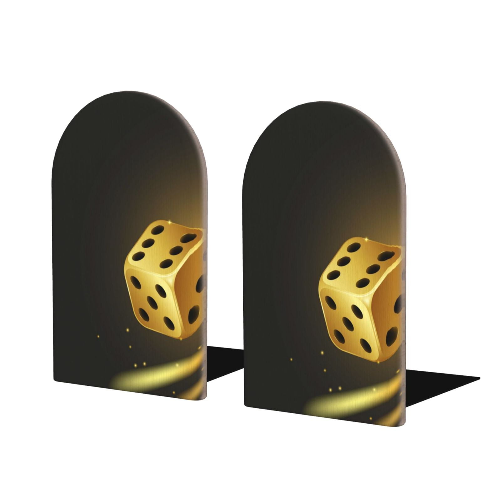 Sikiie Golden Dice Bookends 1 Pair, Wood Bookends for Shelves, Book ...