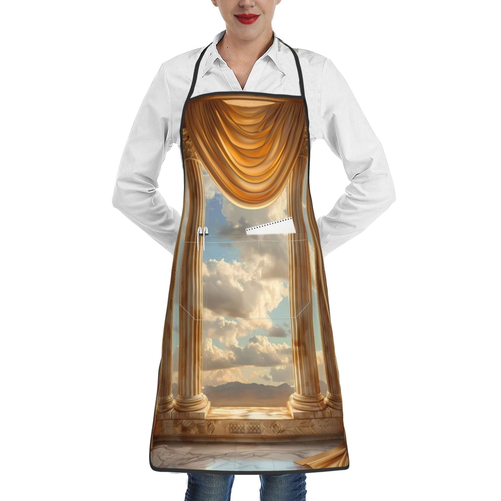 Sikiie Golden Drapes Pillars Clouds Aprons for Kitchen Cooking Aprons ...