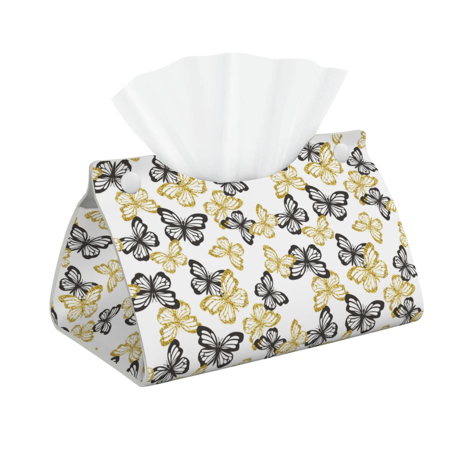 Sikiie Golden Glitter Butterflies Leather Tissue Box Cover Rectangle ...