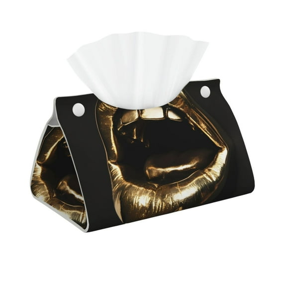 Sikiie Golden Lips Modern Sculpture Leather Tissue Box Cover Rectangle ...