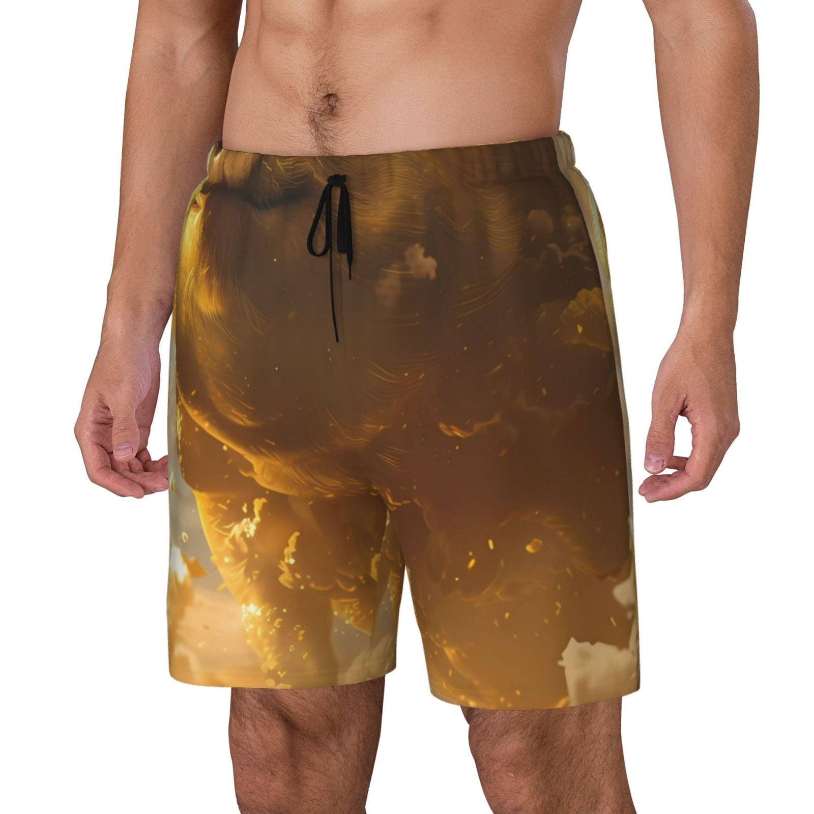 Sikiie Golden Pig Cloud Fantasy Print Men's Double Layer Swimming ...