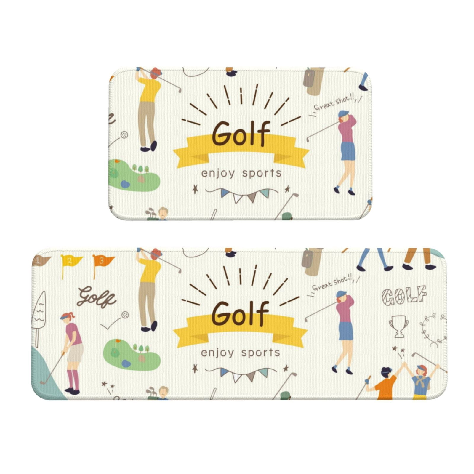 Sikiie Golf Icons And Golfer Kitchen Mat 2 PCS Cushioned Kitchen Rug ...