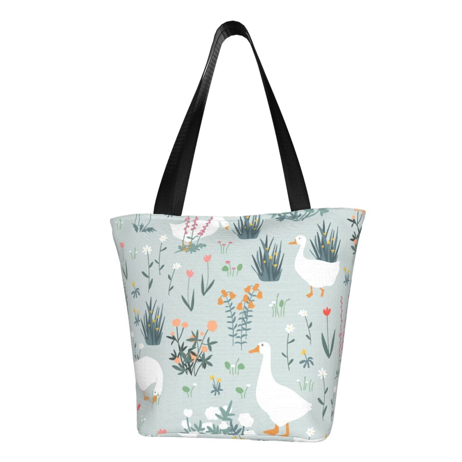 Sikiie Goose and Doodle Flowers Shoulder Bag Casual Hobo Crossbody Tote ...